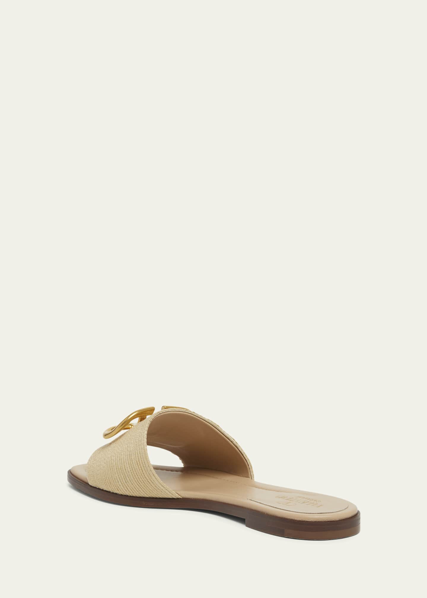 Valentino Garavani VLogo Medallion Raffia Slide Sandals - Bergdorf Goodman