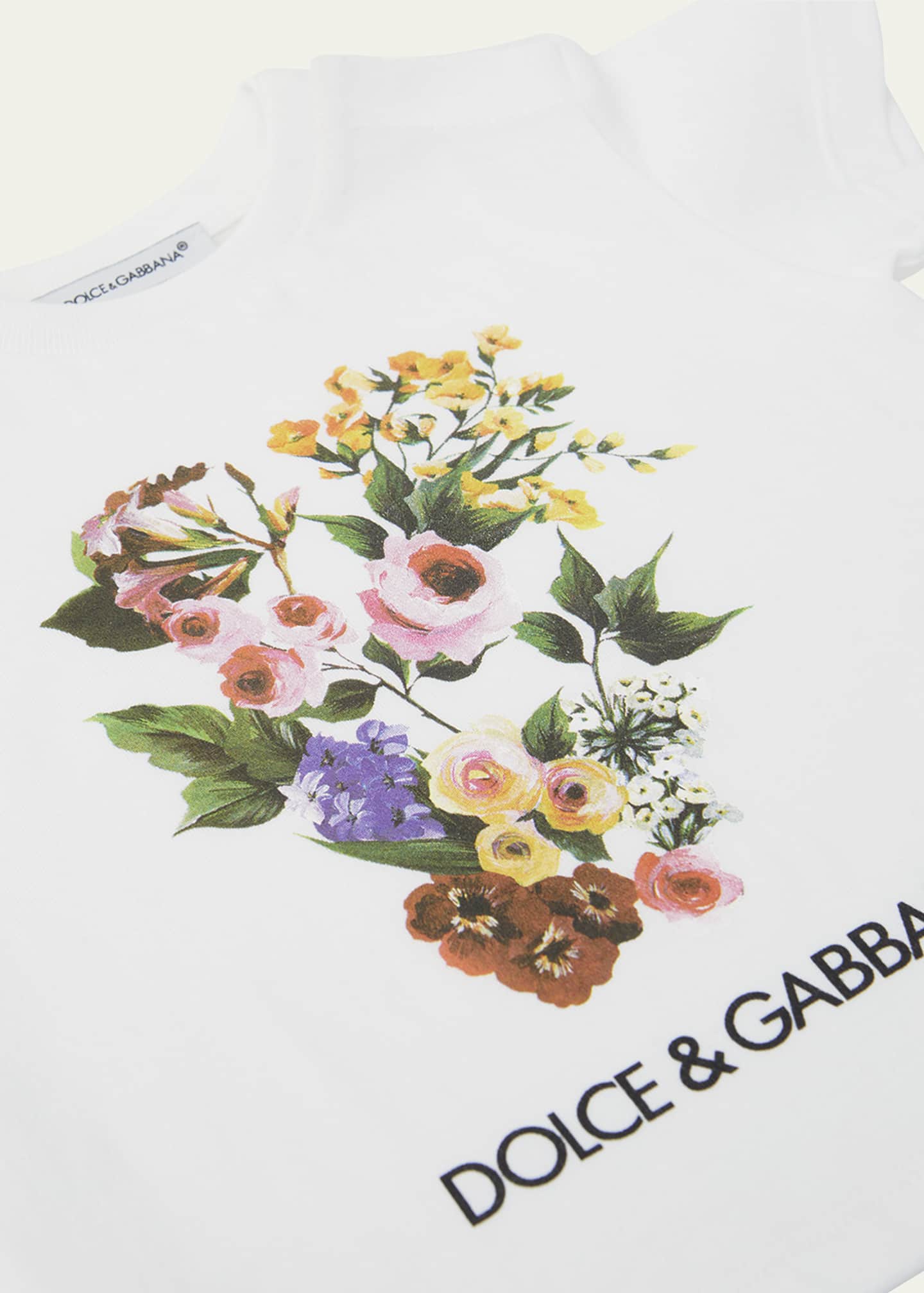 Dolce&Gabbana Girl's Flower Power Short-Sleeve Cotton T-Shirt, Size 3M ...