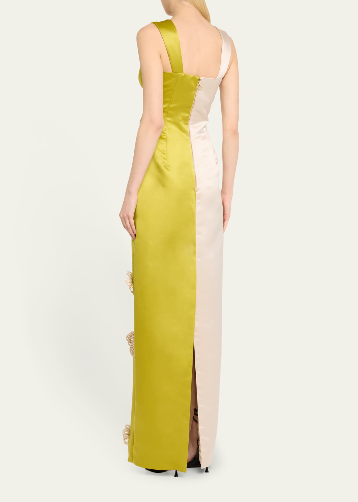 HARBISON Flora Hera Colorblock Flower Applique Column Gown - Bergdorf ...