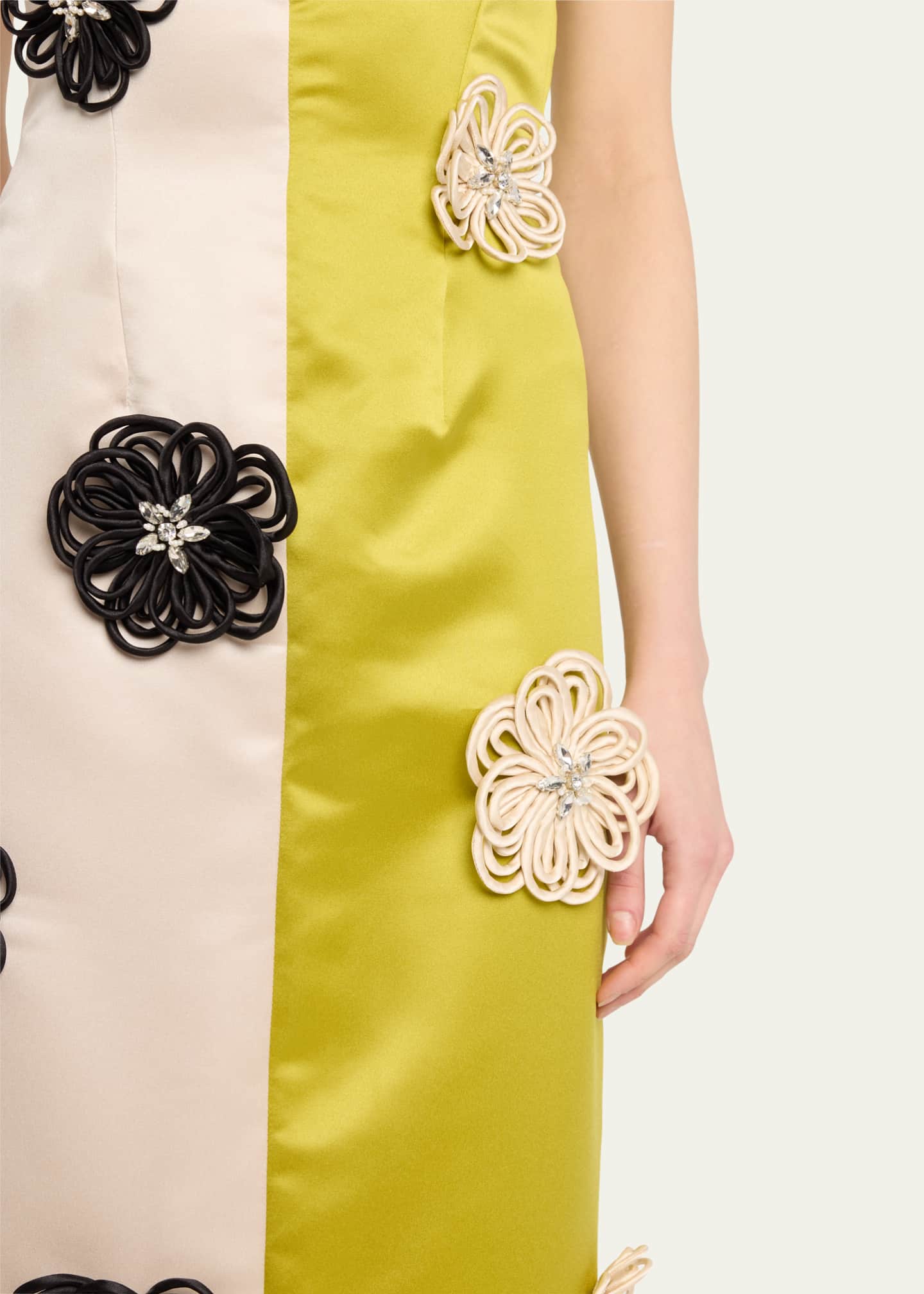 HARBISON Flora Hera Colorblock Flower Applique Column Gown - Bergdorf ...