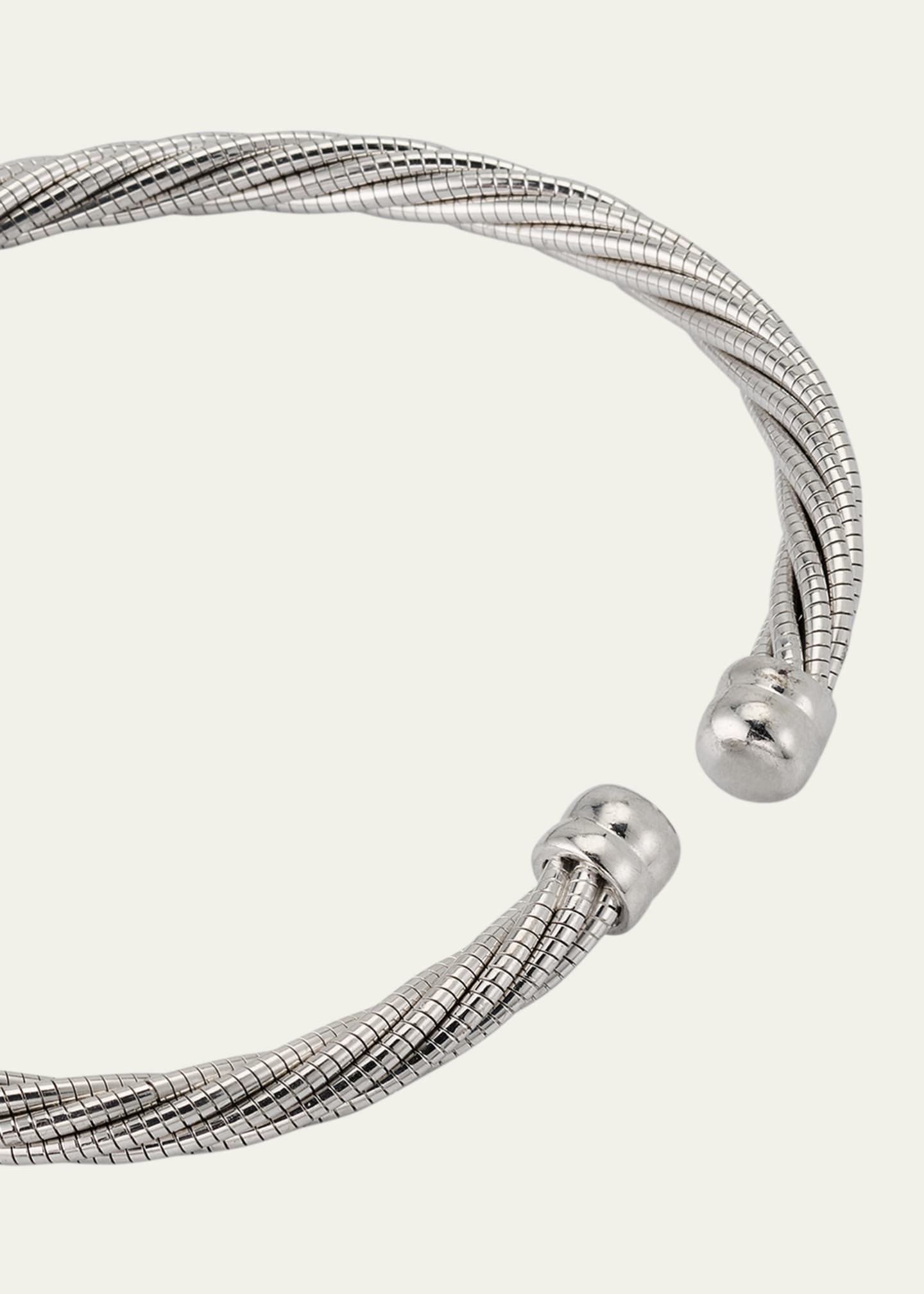 Jan Leslie Men's Adjustable Sterling Silver and Stainless Steel Twisted Cable Cuff Bracelet ...