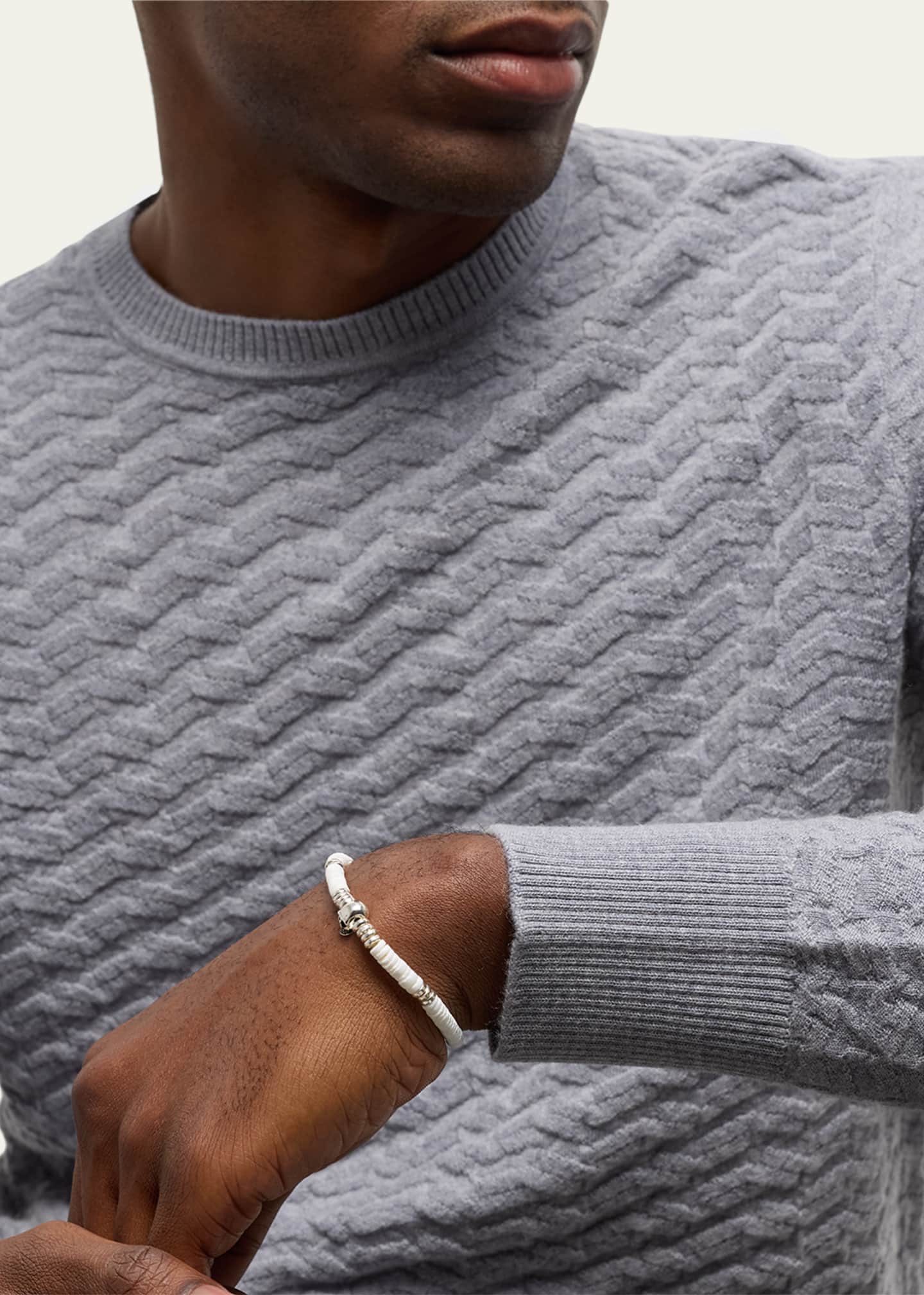 Jan Leslie Men's Shell Beaded Bracelet with Sterling Silver Skull ...