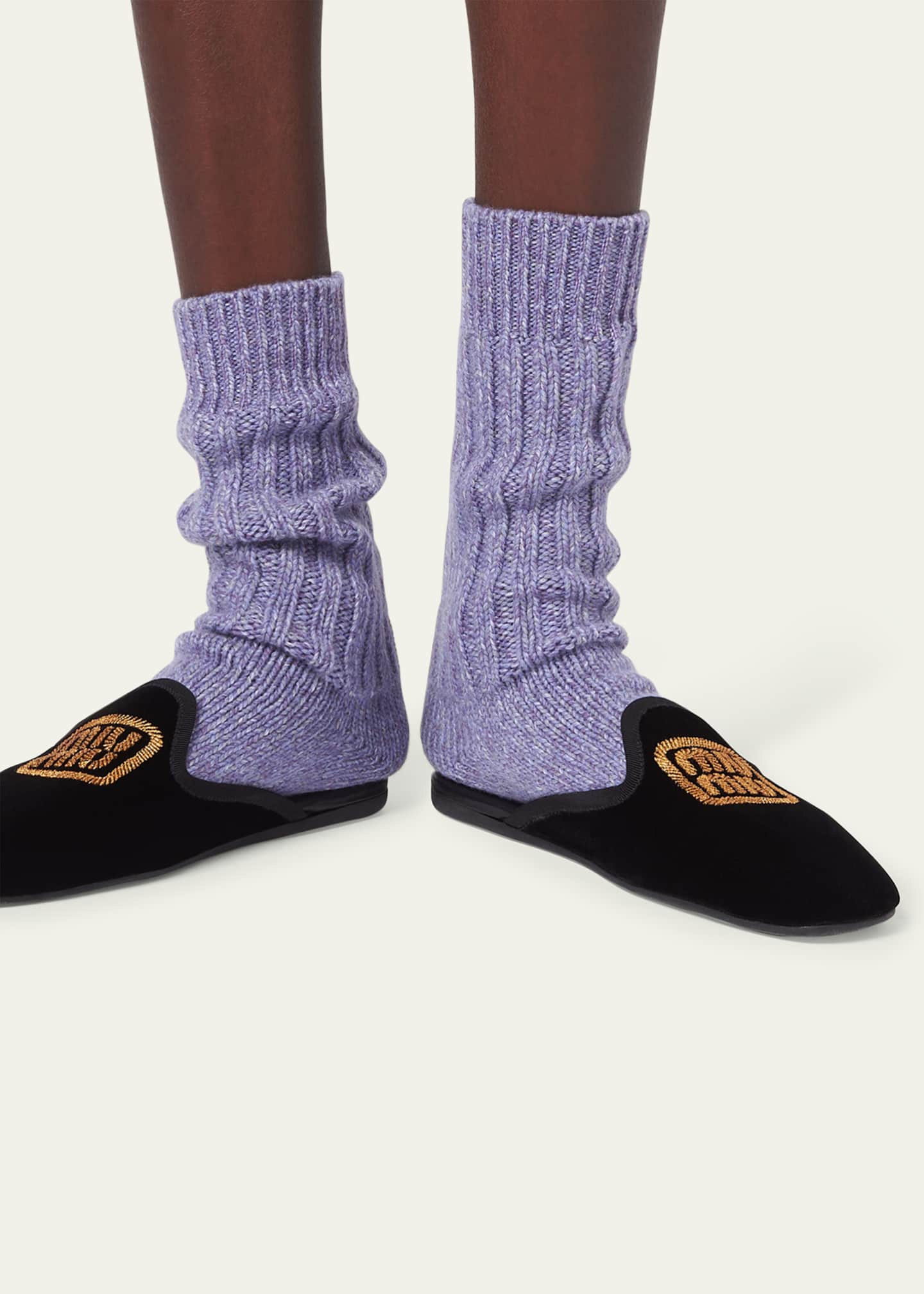 Miu Miu Logo Robbed Wool Cashmere Socks - Bergdorf Goodman