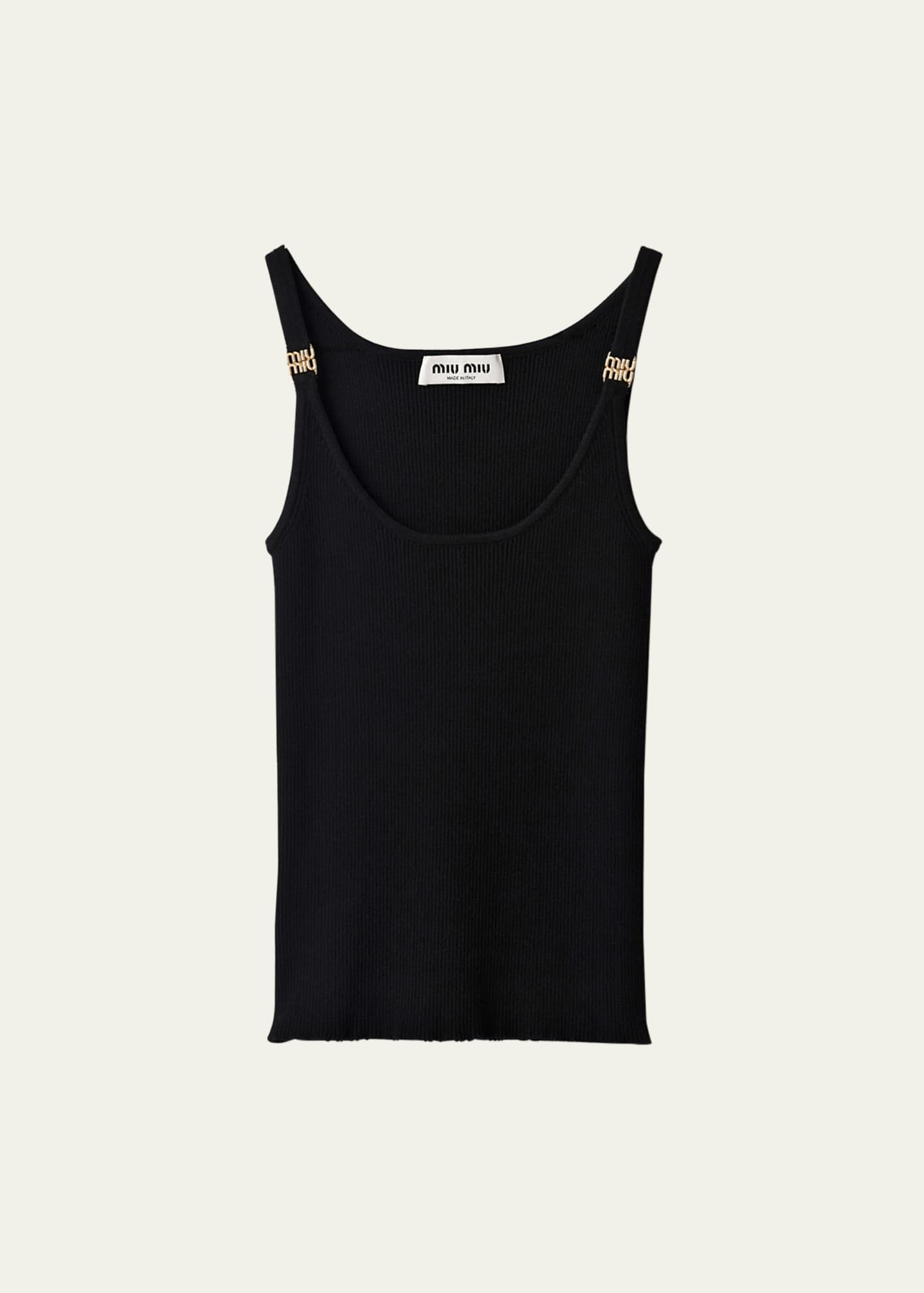 Miu Miu Logo Ribbed Tank Top - Bergdorf Goodman