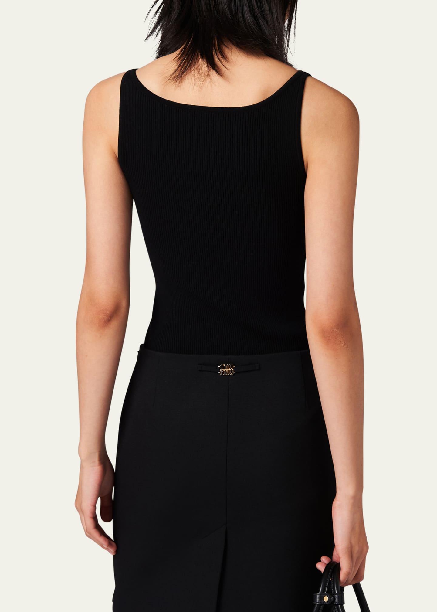 Miu Miu Logo Ribbed Tank Top - Bergdorf Goodman