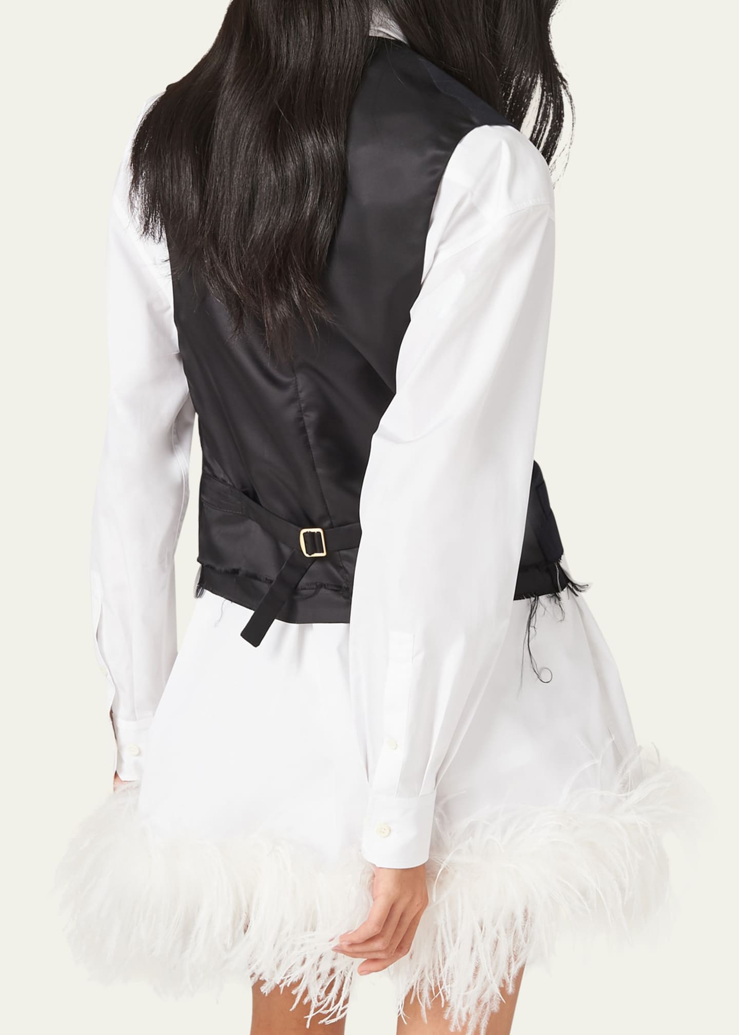 Miu Miu Pinstripe Logo Raw-Edge Wool Vest - Bergdorf Goodman