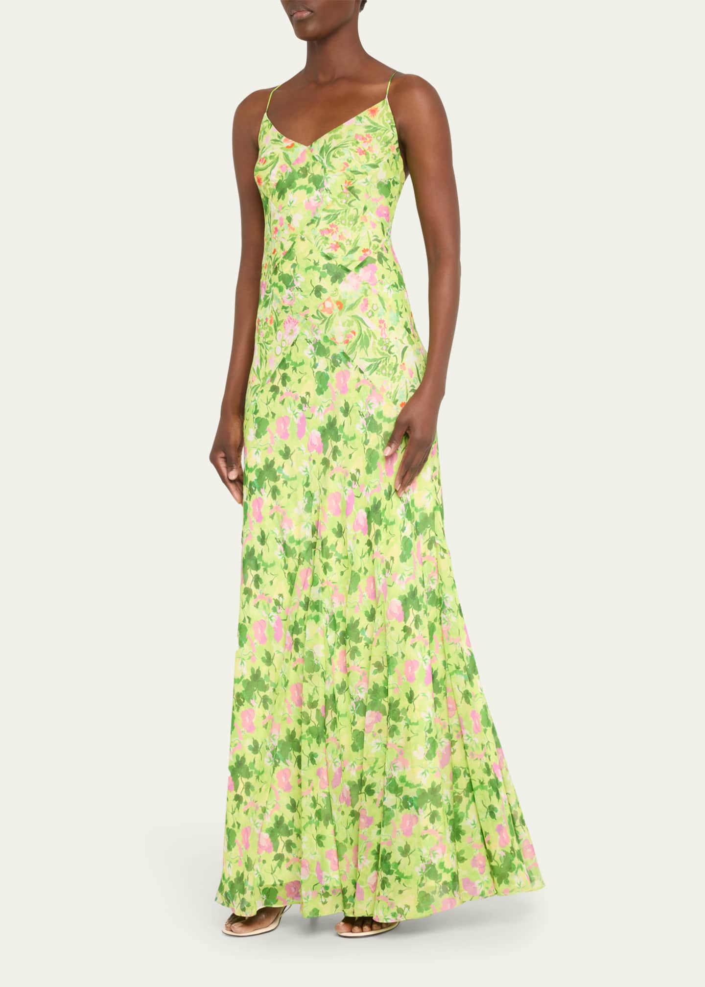 Saloni Cameron Crisscross-Back Floral Silk Midi Dress - Bergdorf Goodman