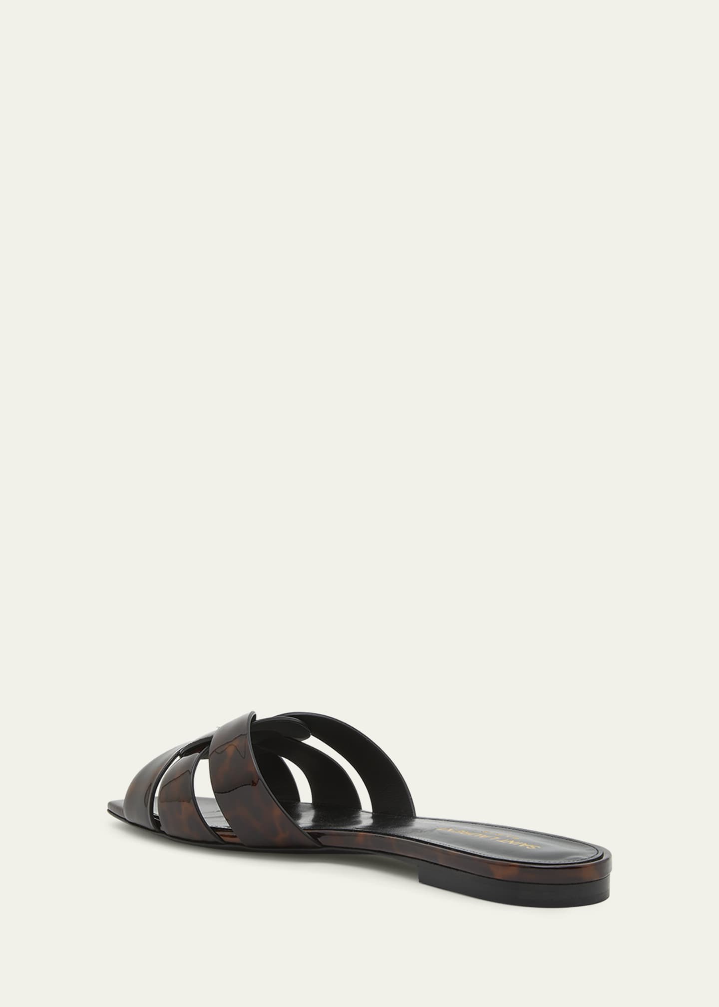 Saint Laurent Tribute Tortoise Shell Flat Slide Sandals - Bergdorf Goodman