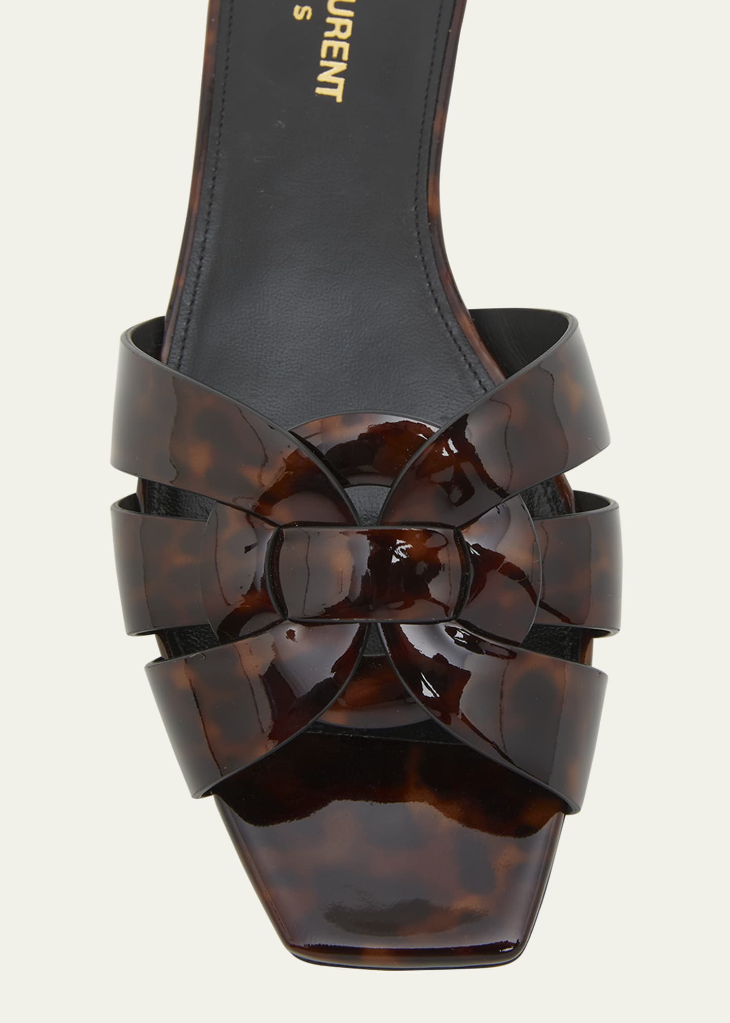 Saint Laurent Tribute Tortoise Shell Flat Slide Sandals - Bergdorf Goodman
