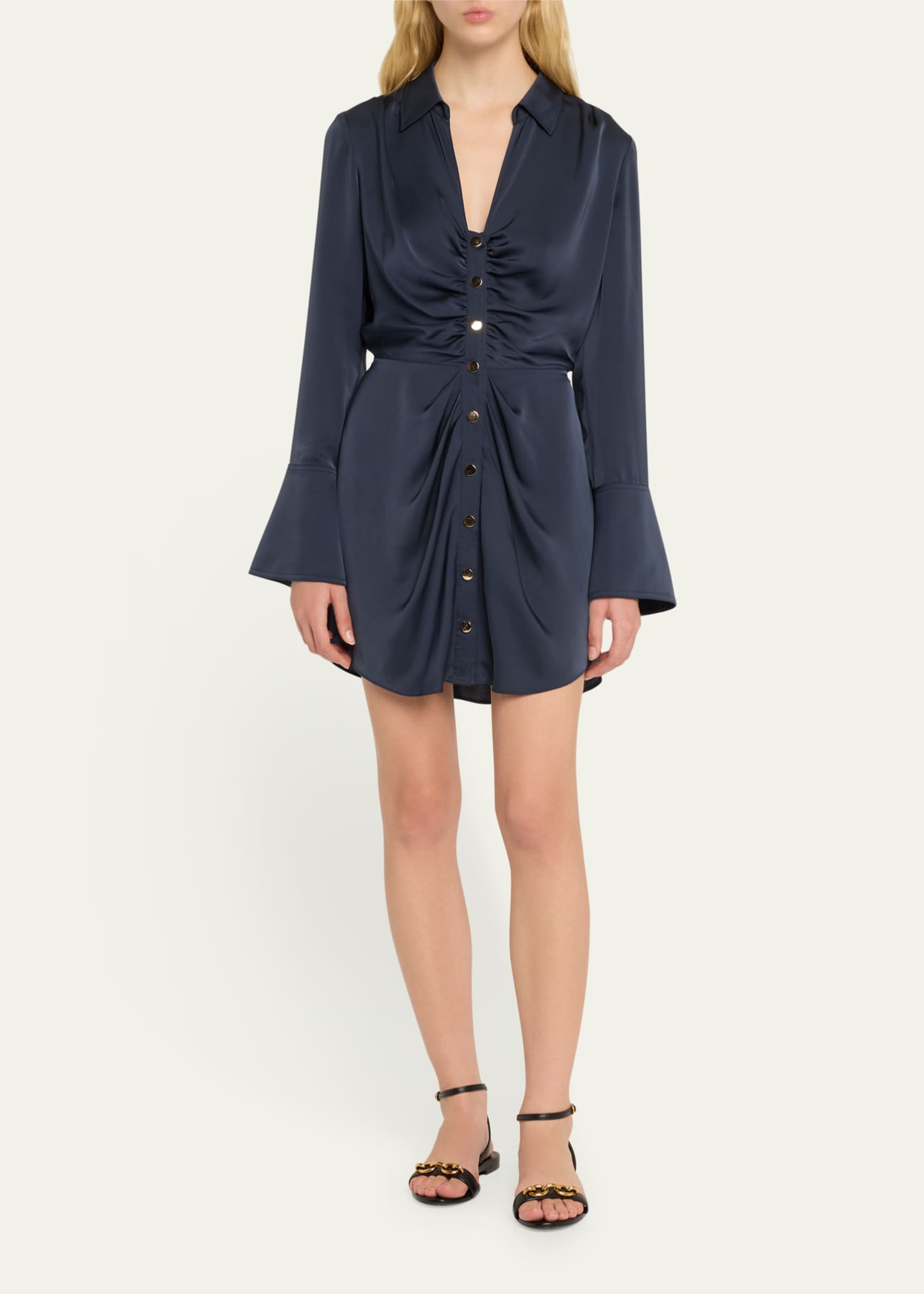 Ramy Brook Katelyn Satin Mini Shirtdress - Bergdorf Goodman