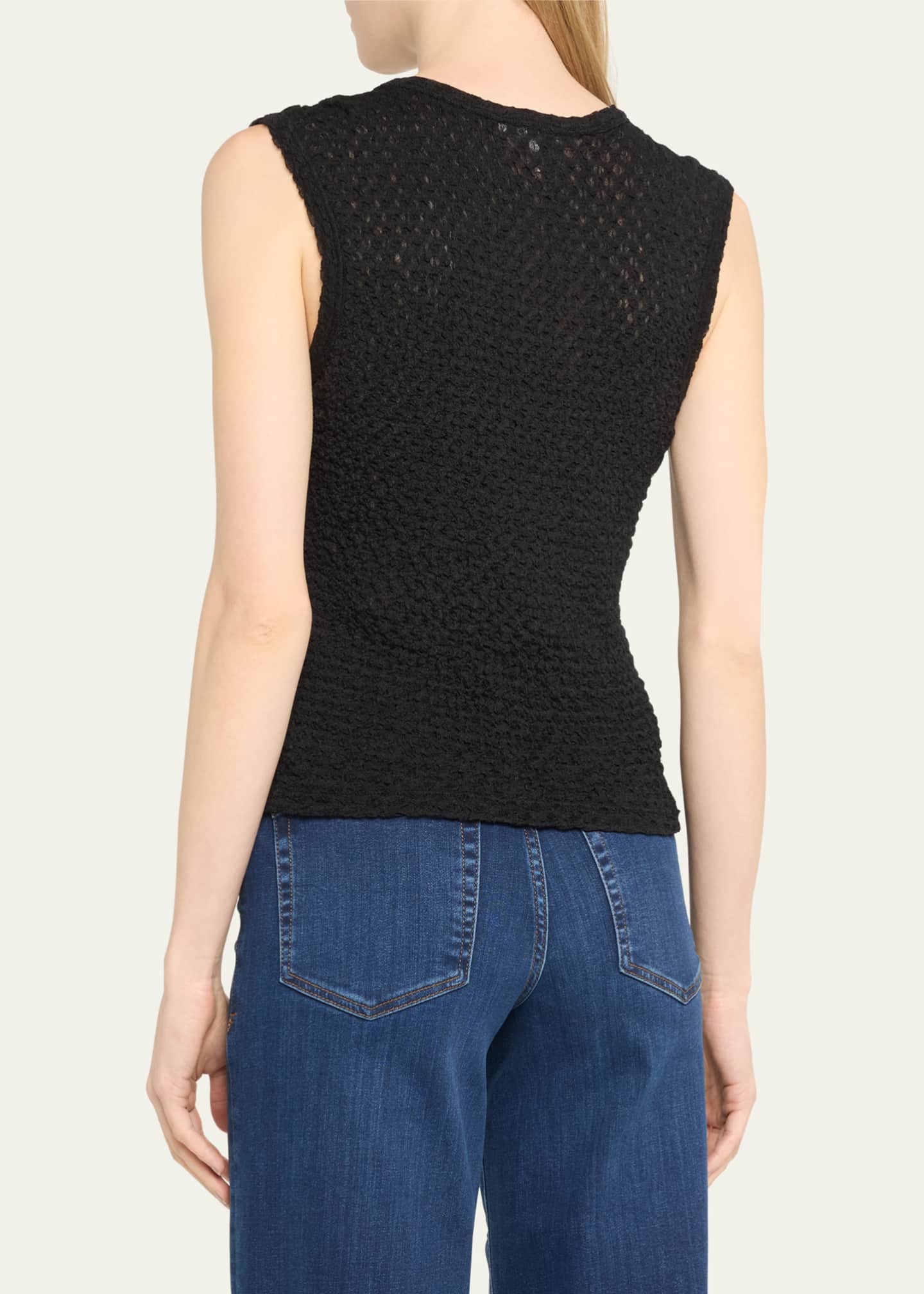FRAME Sleeveless Mesh-Lace Top - Bergdorf Goodman