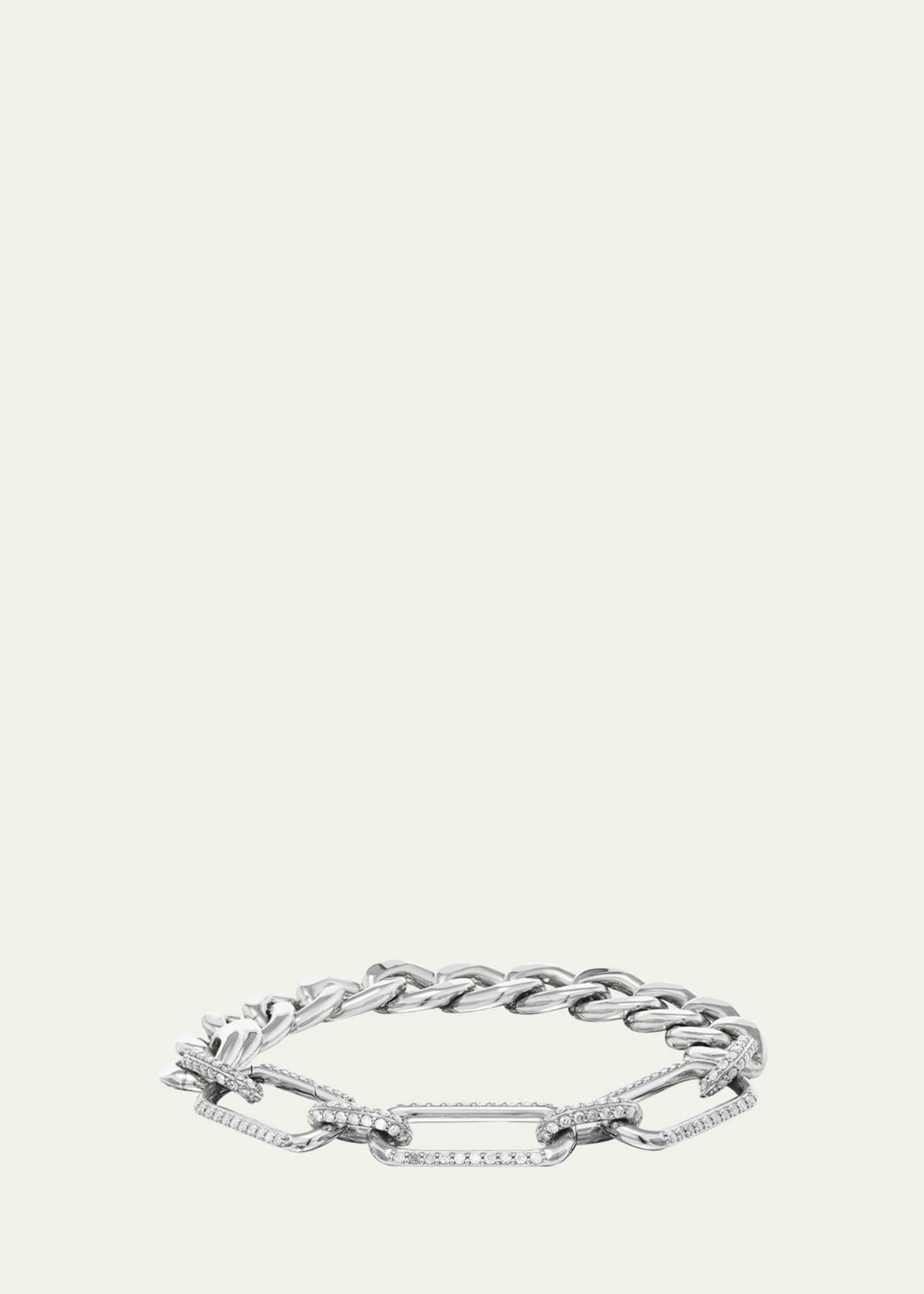 Sheryl Lowe Pave Diamond Oval Link Bracelet with Chunky Curb Chain ...