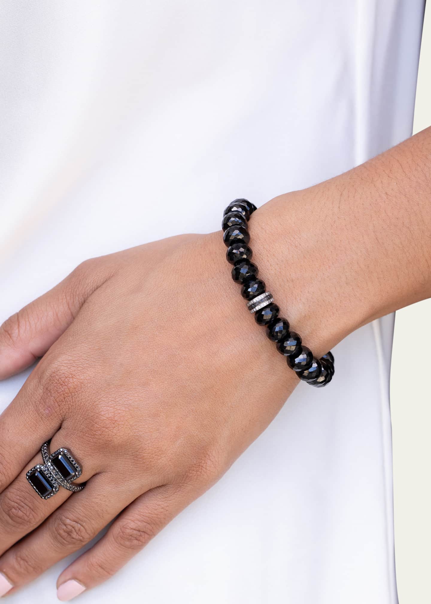 Sheryl Lowe Spinel Bead Bracelet with Silver and Black Diamond Rondelle ...