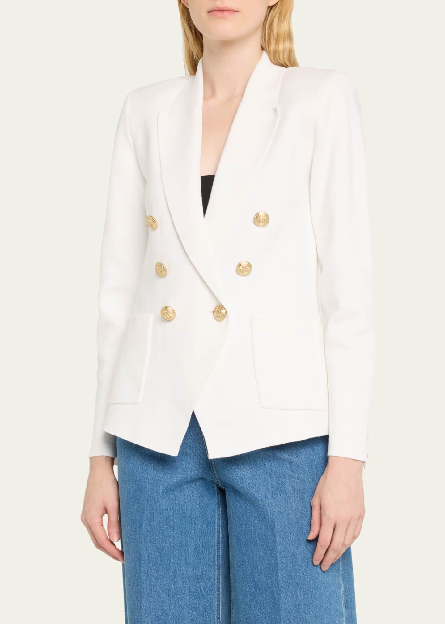 L'Agence Kenzie Knit Double-Breasted Blazer - Bergdorf Goodman