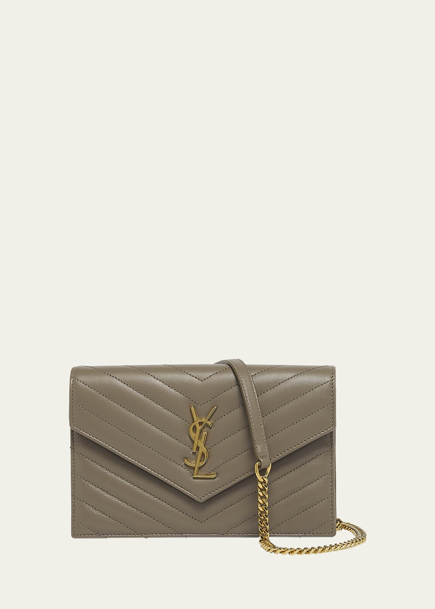 Saint Laurent Small YSL Wallet on Chain in Quilted Leather - Bergdorf ...