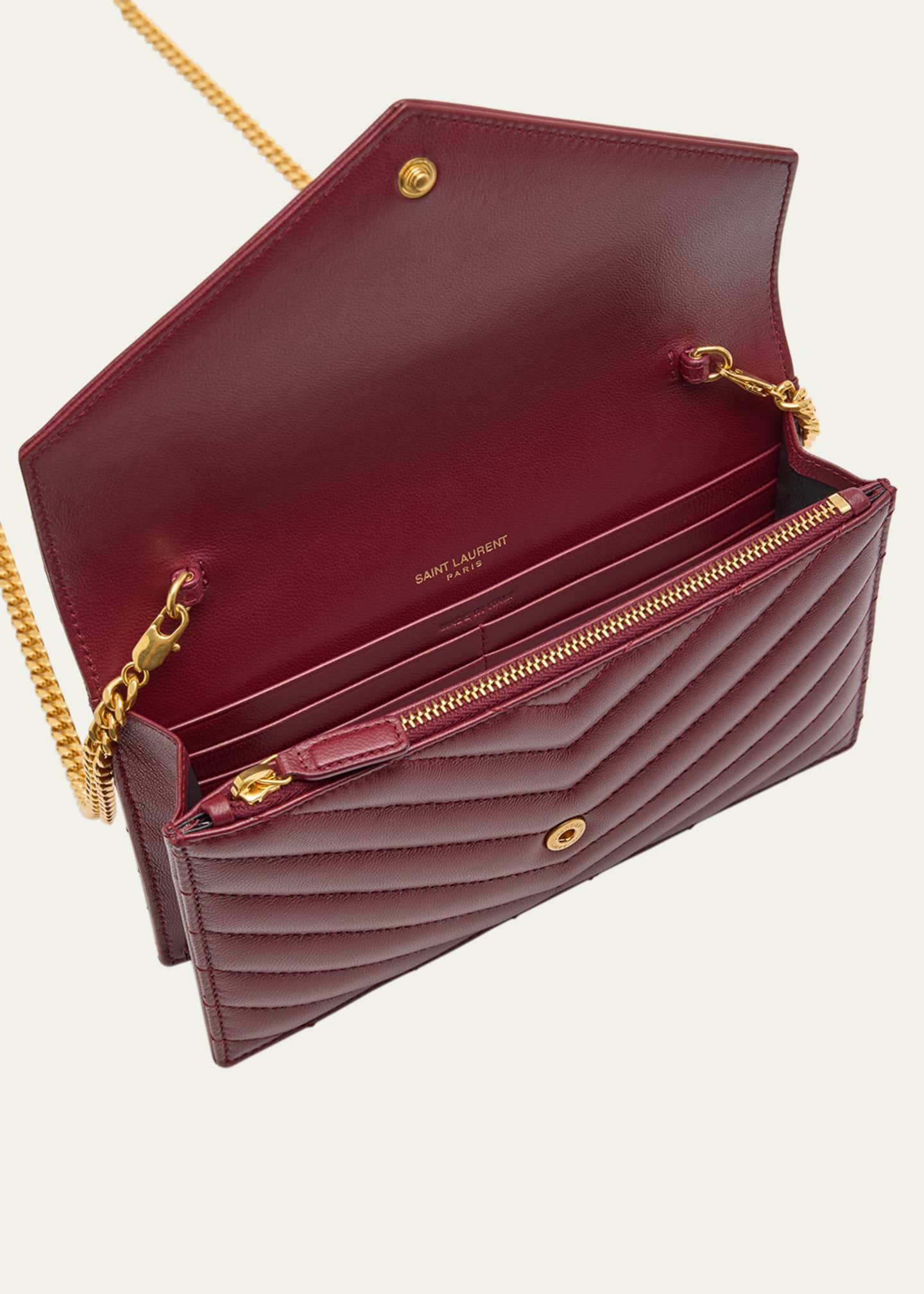 Saint Laurent Small YSL Wallet on Chain in Quilted Leather - Bergdorf ...