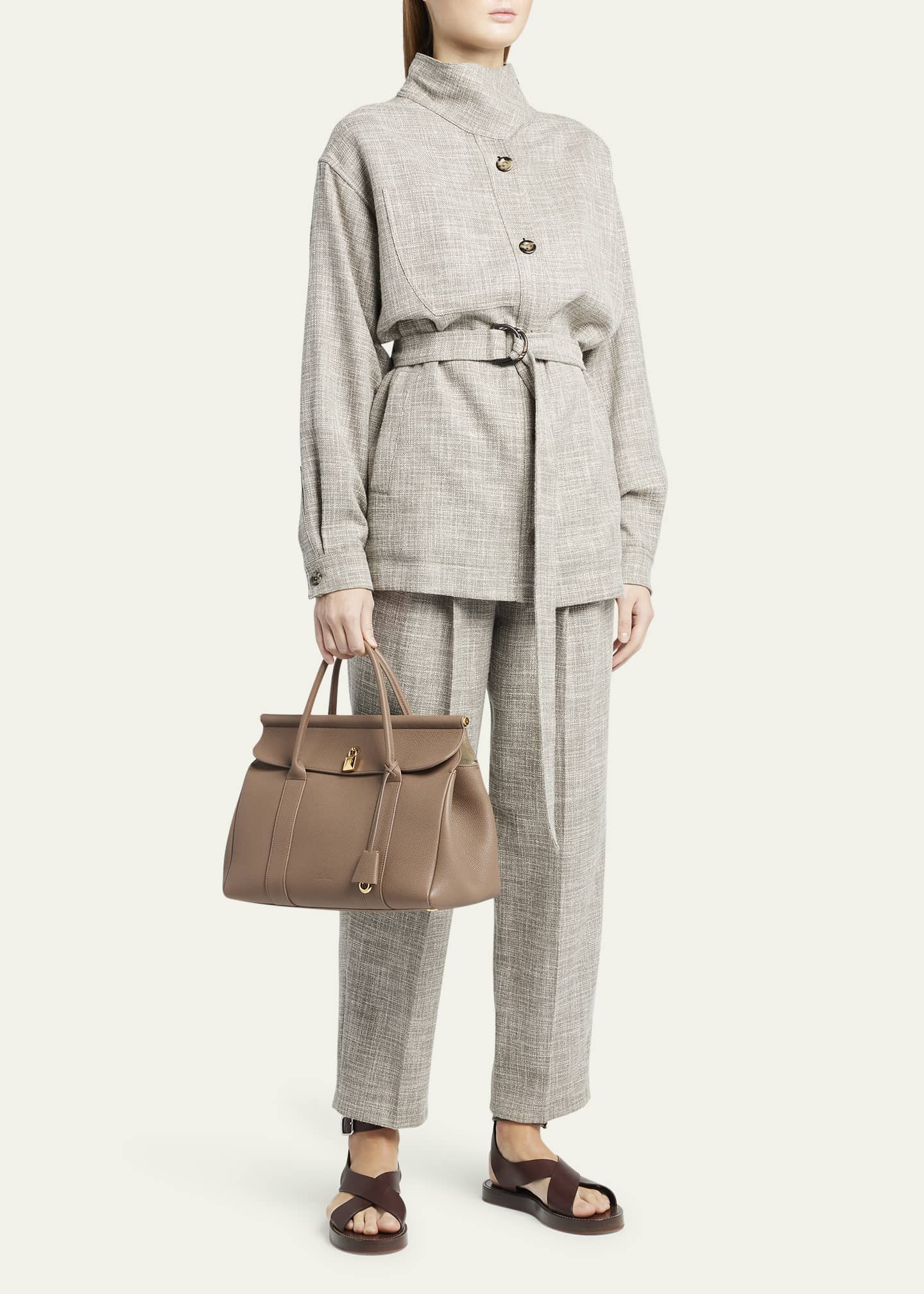 Loro Piana Loom 32 Grained Leather Top-Handle Bag - Bergdorf Goodman