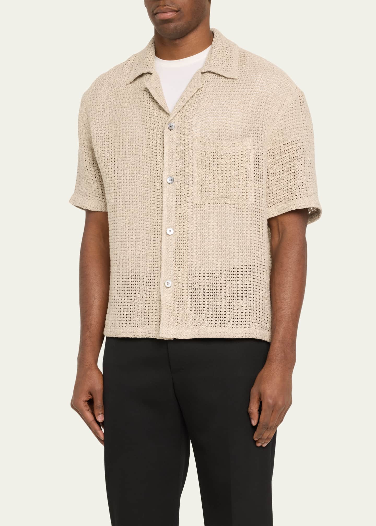 FRAME Men's Linen Open Weave Overshirt - Bergdorf Goodman