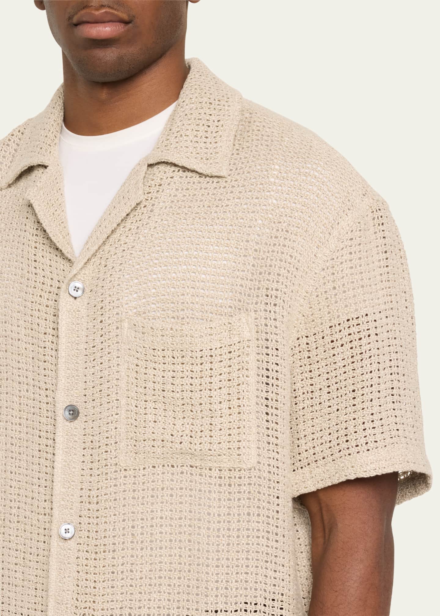 FRAME Men's Linen Open Weave Overshirt - Bergdorf Goodman