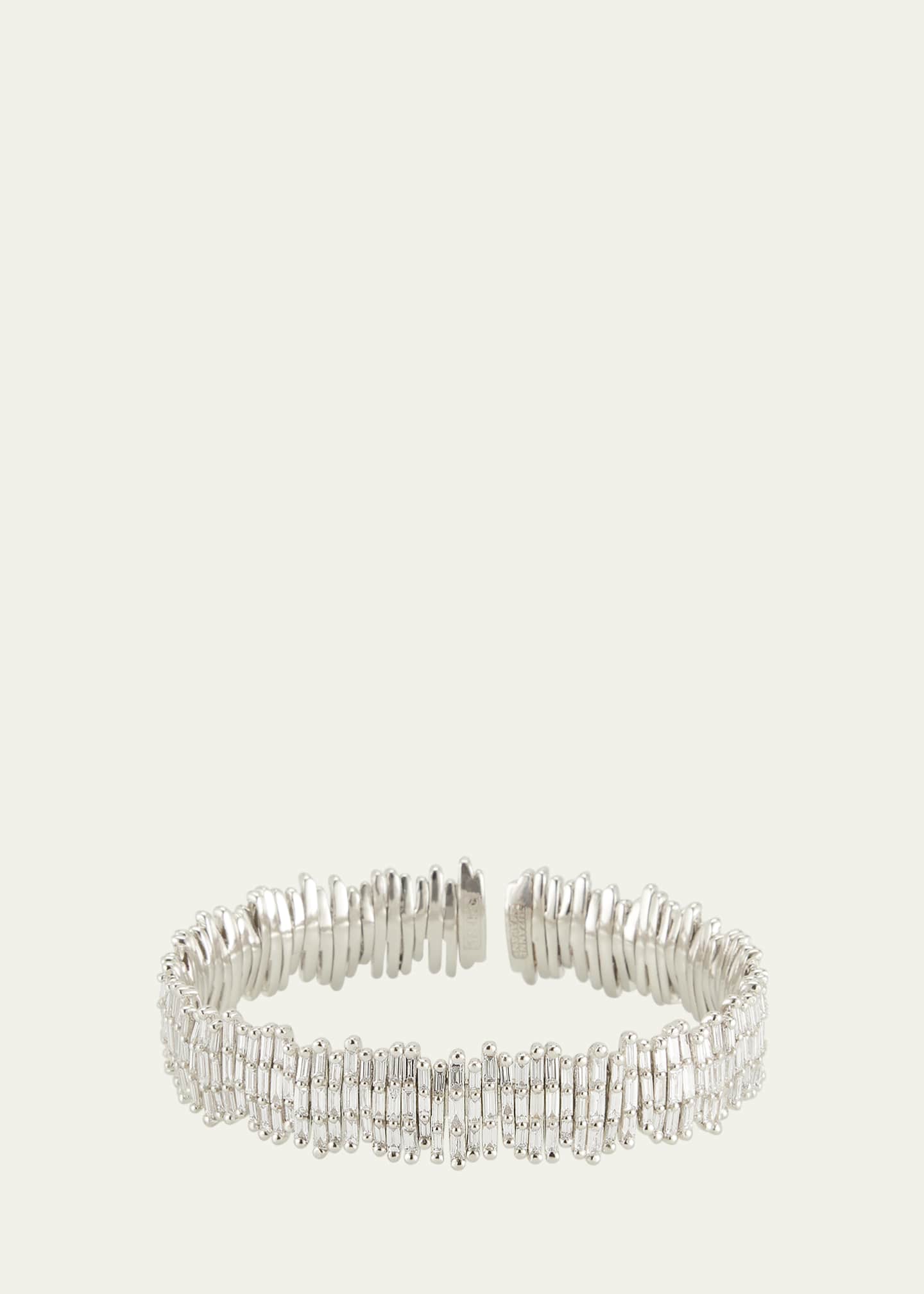 Suzanne Kalan Classic Diamond Triple-Row Full Baguette Cuff Bracelet ...