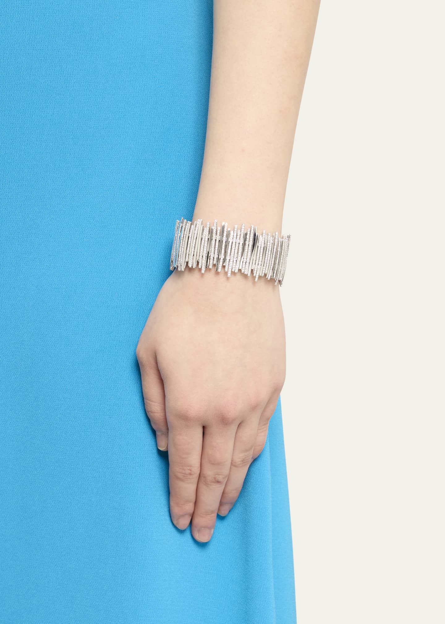 Suzanne Kalan 18k White Gold Diamond Half Pave Mega Cuff - Bergdorf Goodman