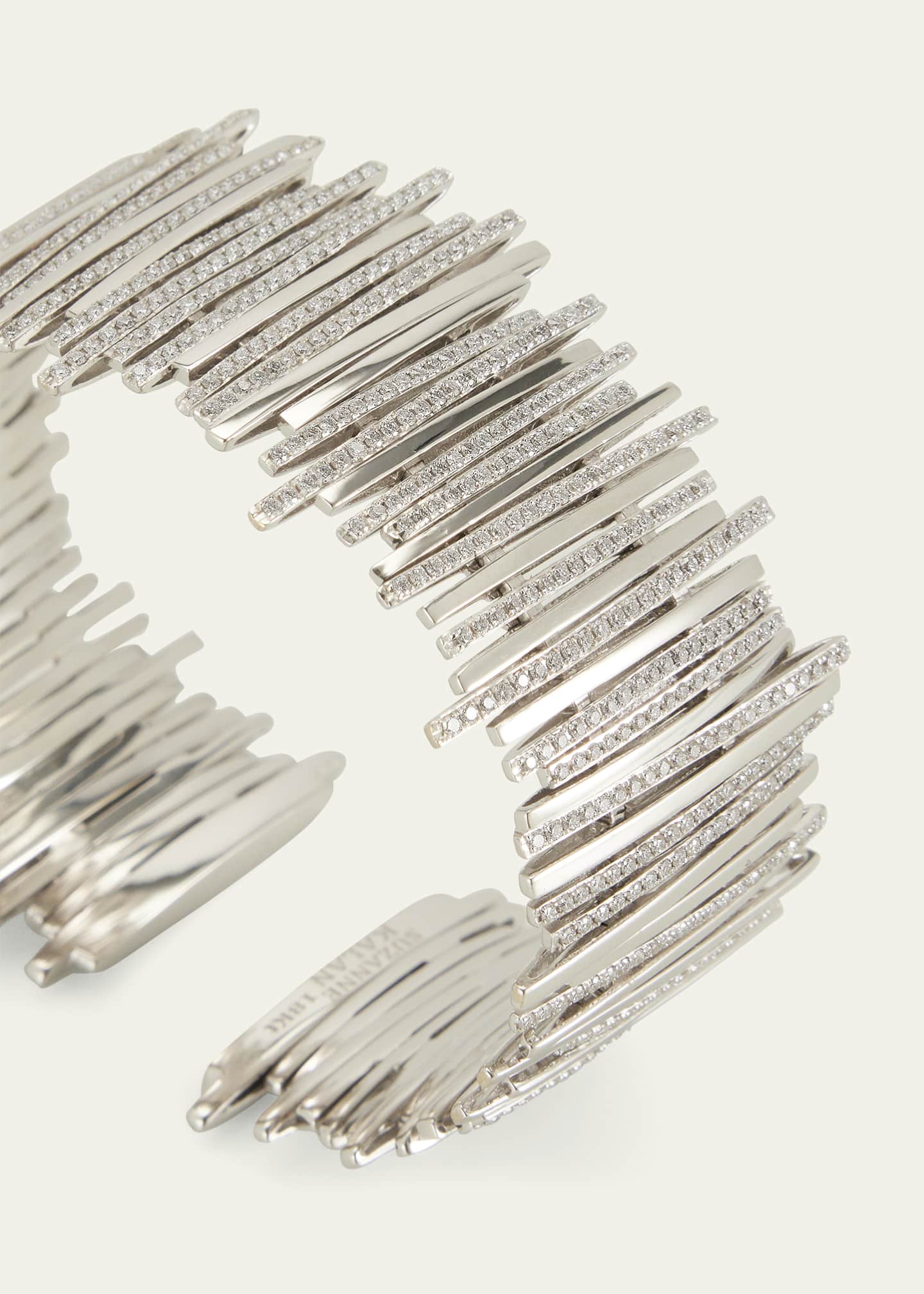 Suzanne Kalan 18k White Gold Diamond Half Pave Mega Cuff - Bergdorf Goodman
