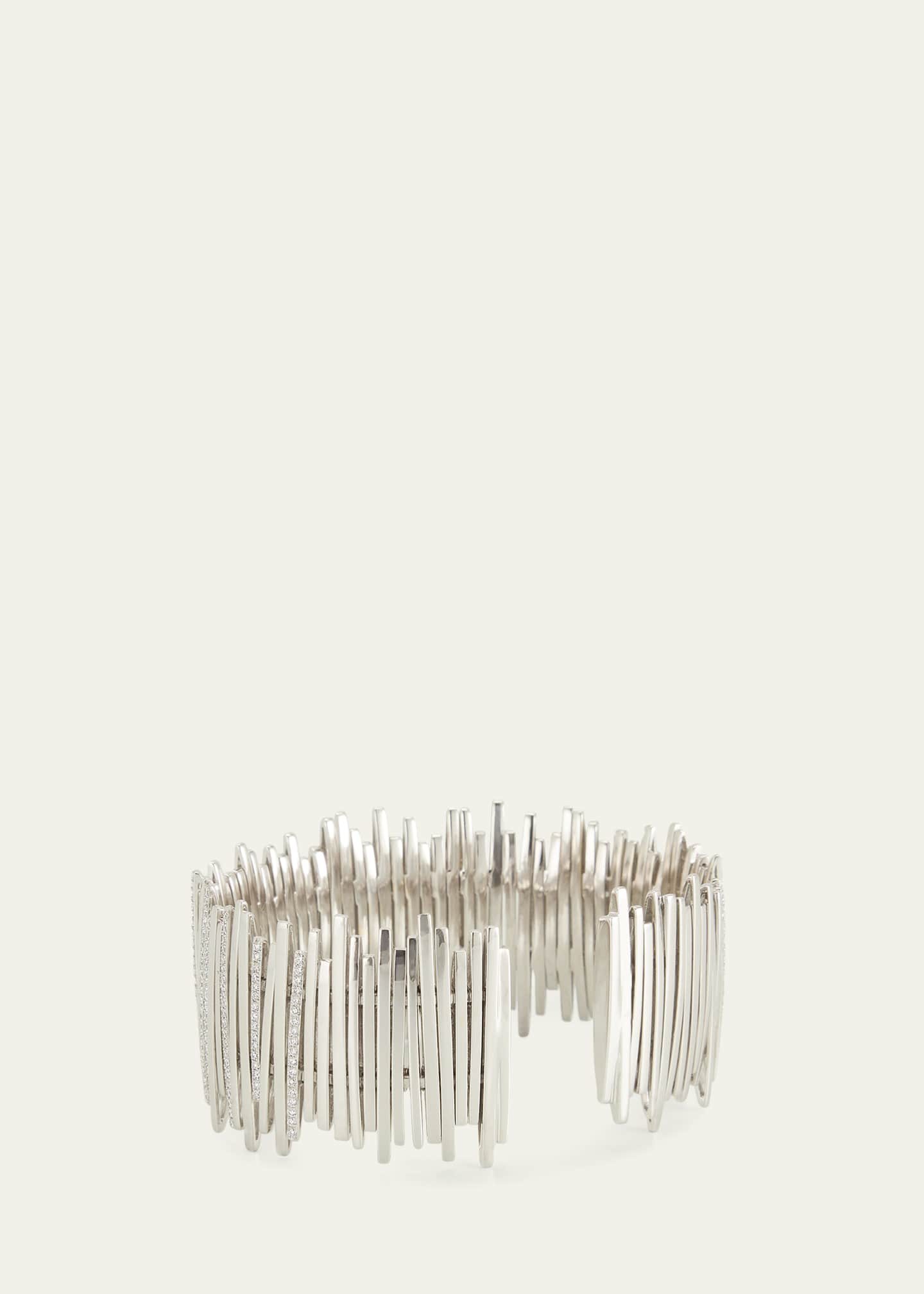 Suzanne Kalan 18k White Gold Diamond Half Pave Mega Cuff - Bergdorf Goodman