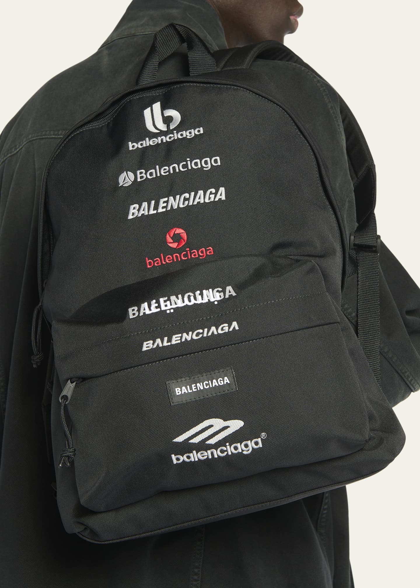Balenciaga Men's Explorer Multilogo Nylon Backpack - Bergdorf Goodman
