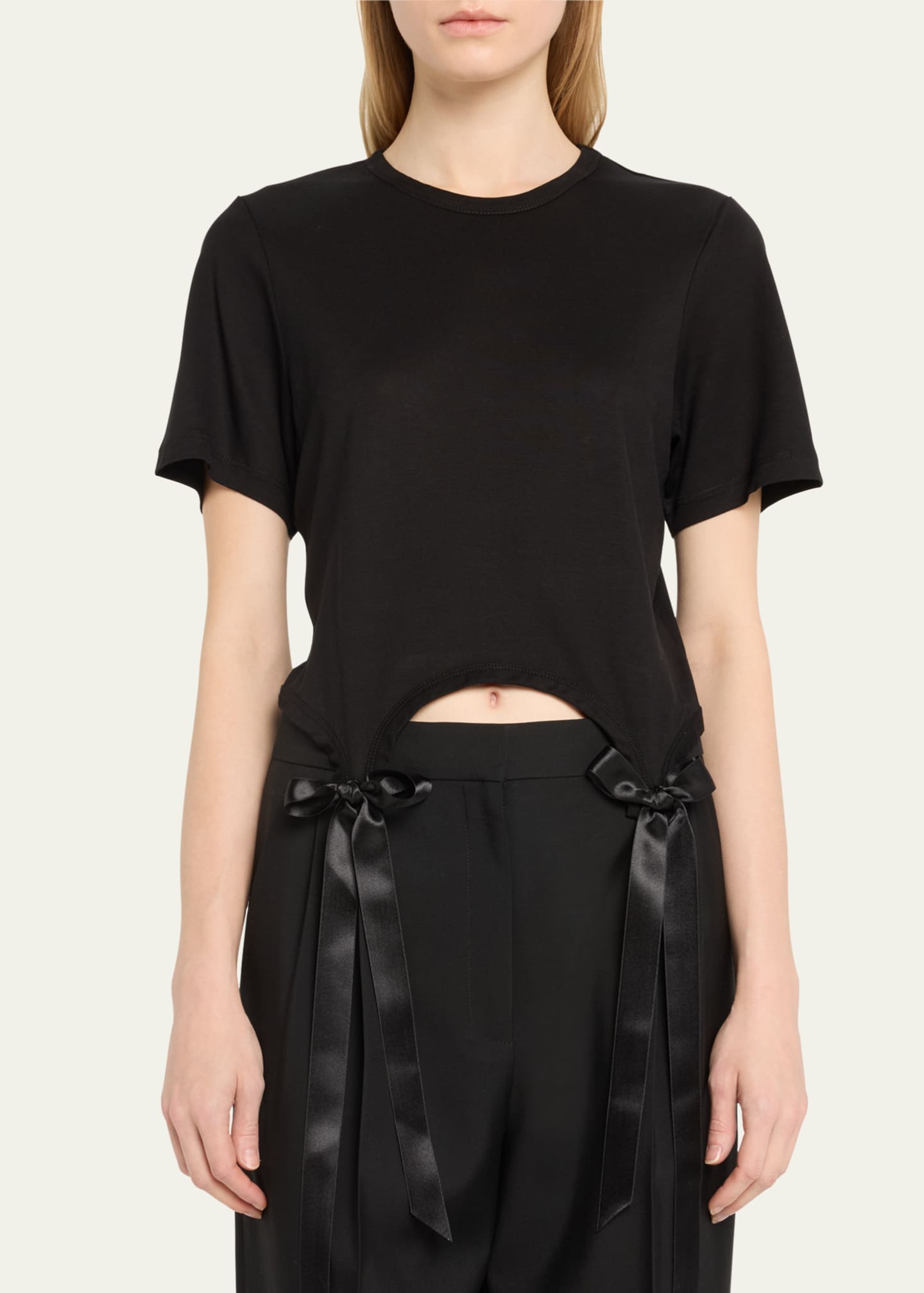 Simone Rocha Easy Cotton T-Shirt with Bow Tails - Bergdorf Goodman