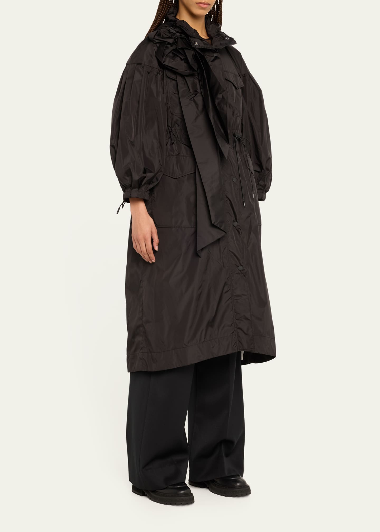 Simone Rocha Hooded Parka Jacket with Pressed Rose Detail - Bergdorf ...