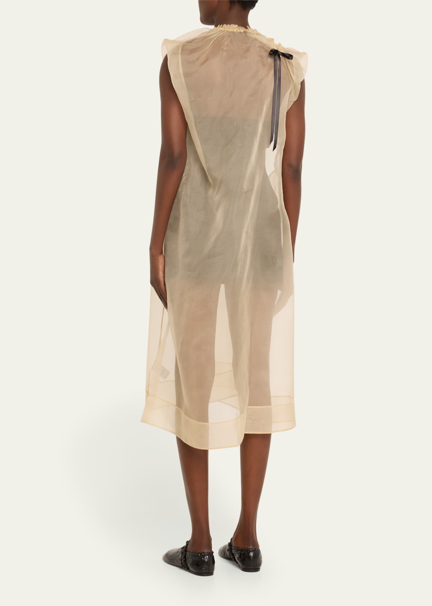 Simone Rocha Organza Cutout Midi Sack Dress with Bow - Bergdorf Goodman