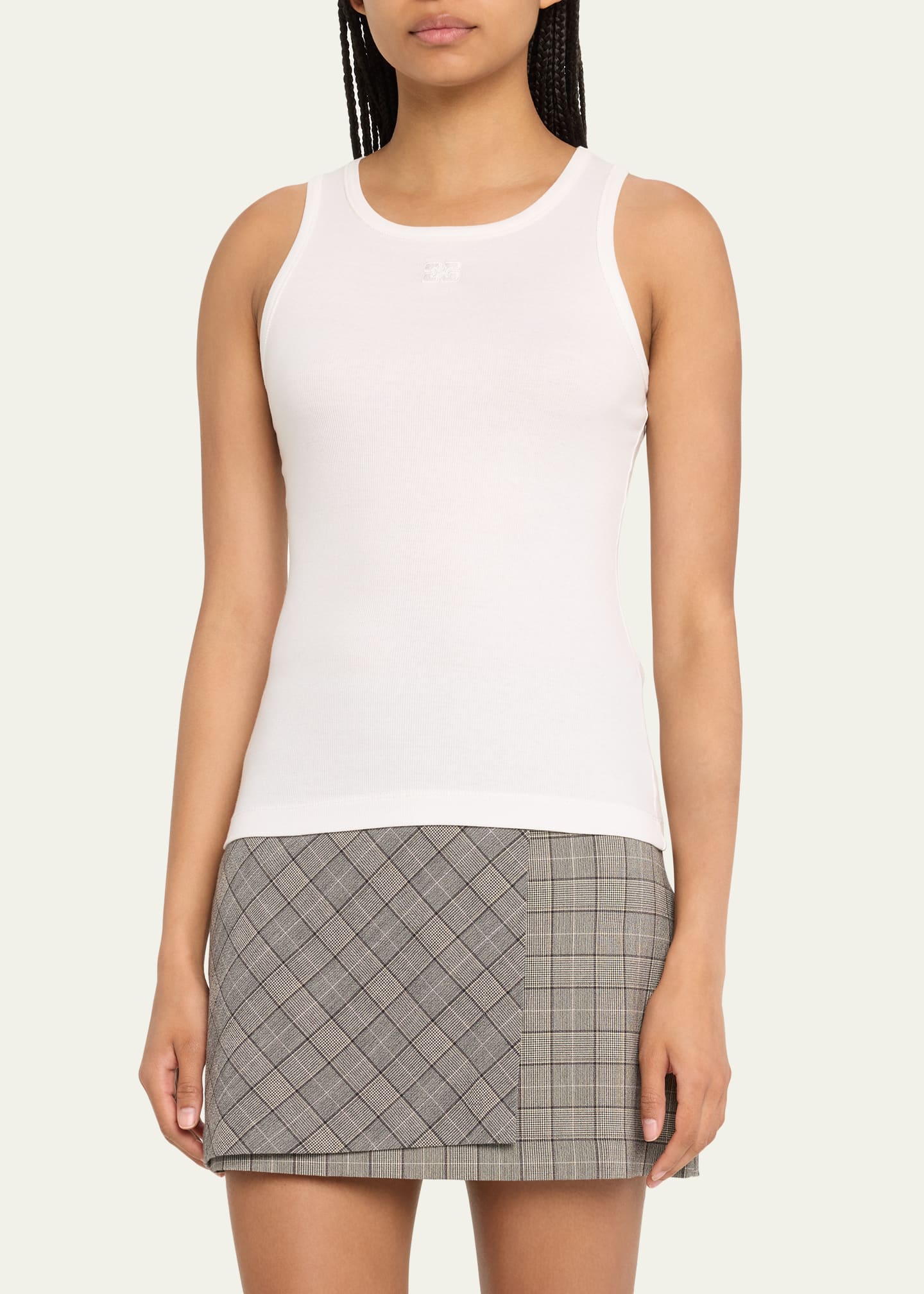 Ganni Rib-Knit Logo Tank Top - Bergdorf Goodman