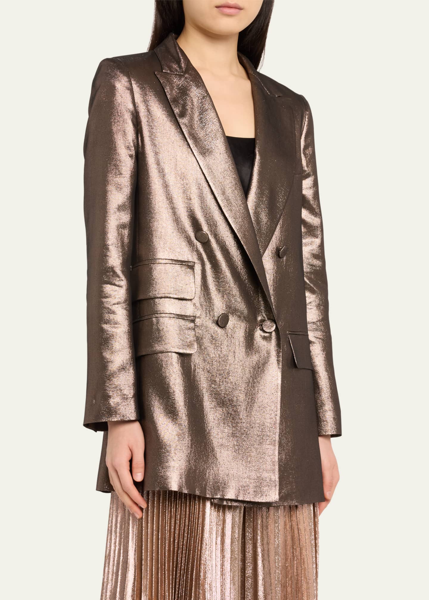 Max Mara Edro Metallic Silk Blazer Jacket - Bergdorf Goodman