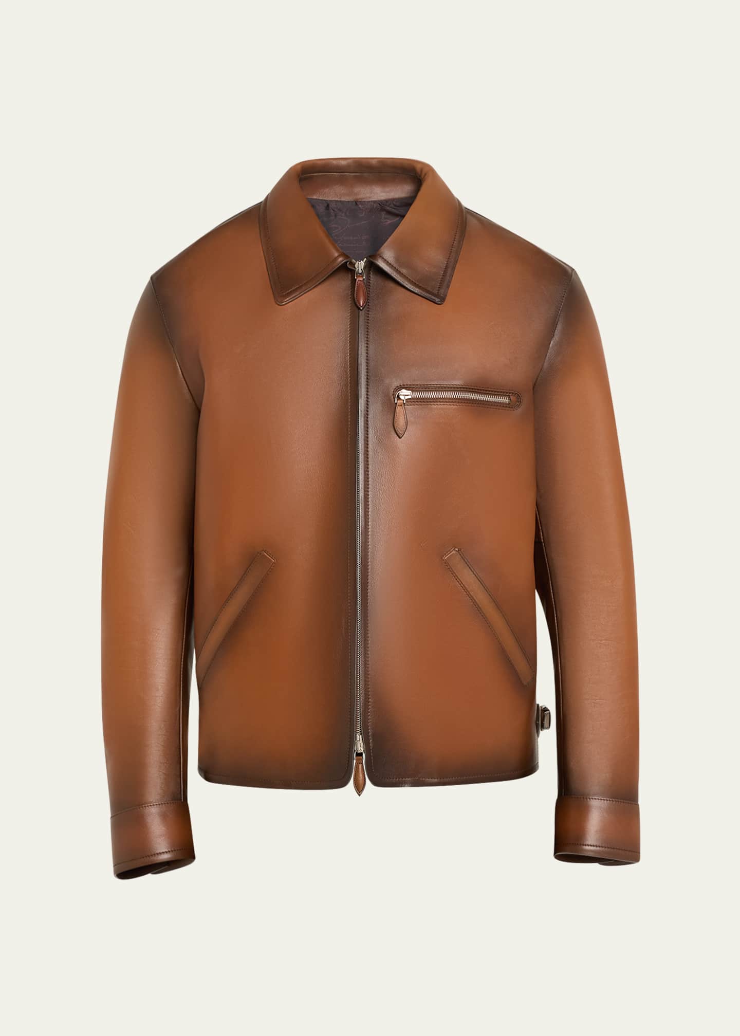 Berluti Men's Jour Patina Leather Full-Zip Blouson Jacket - Bergdorf ...
