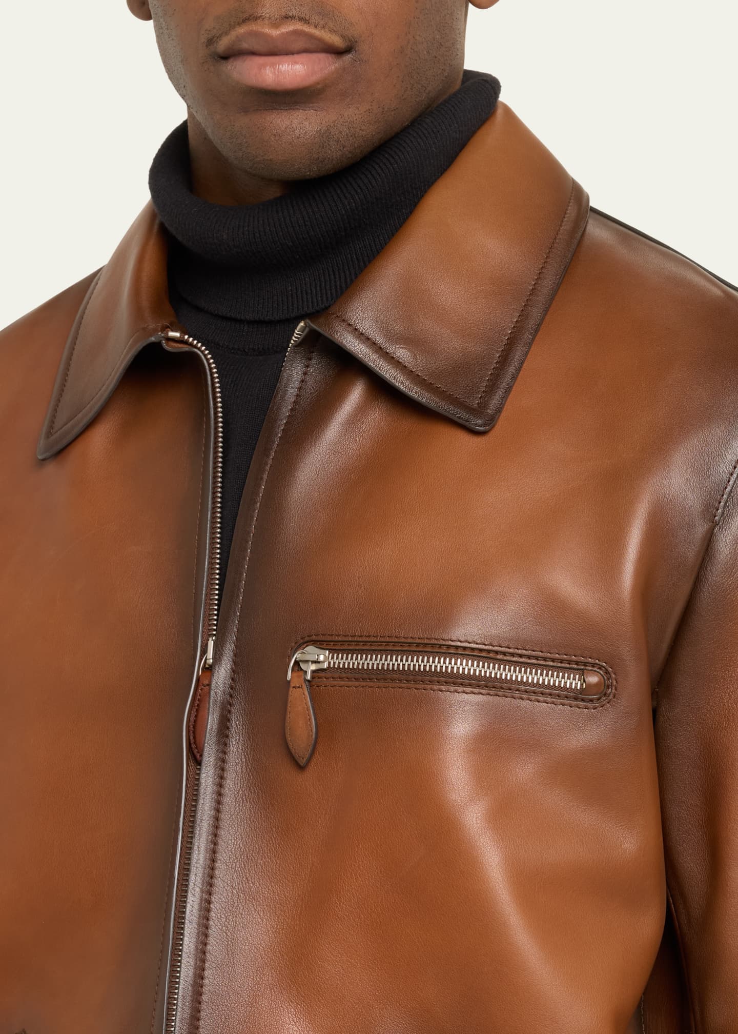 Berluti Men's Jour Patina Leather Full-Zip Blouson Jacket - Bergdorf ...