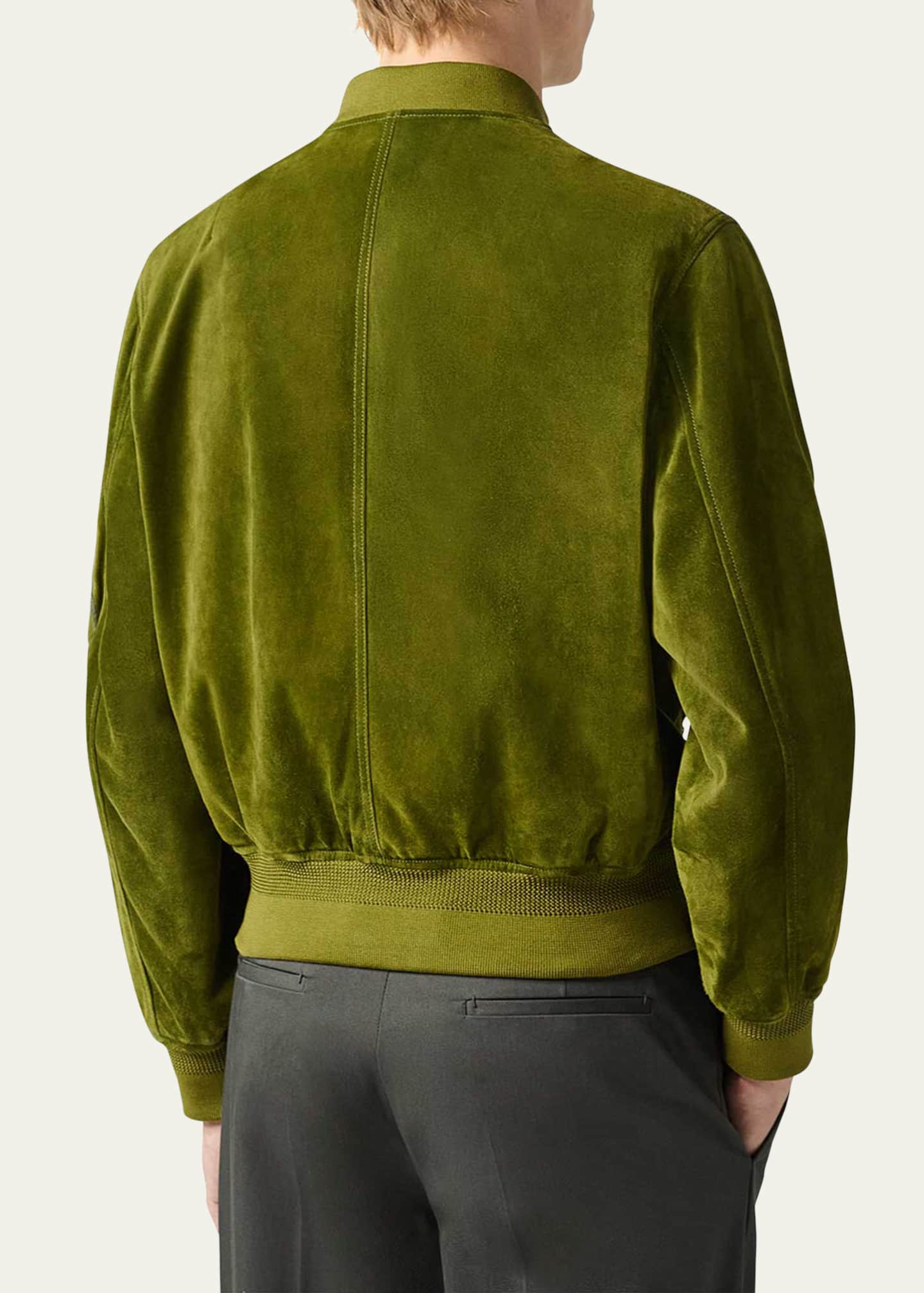 Berluti Men's Suede Full-Zip Bomber Jacket - Bergdorf Goodman
