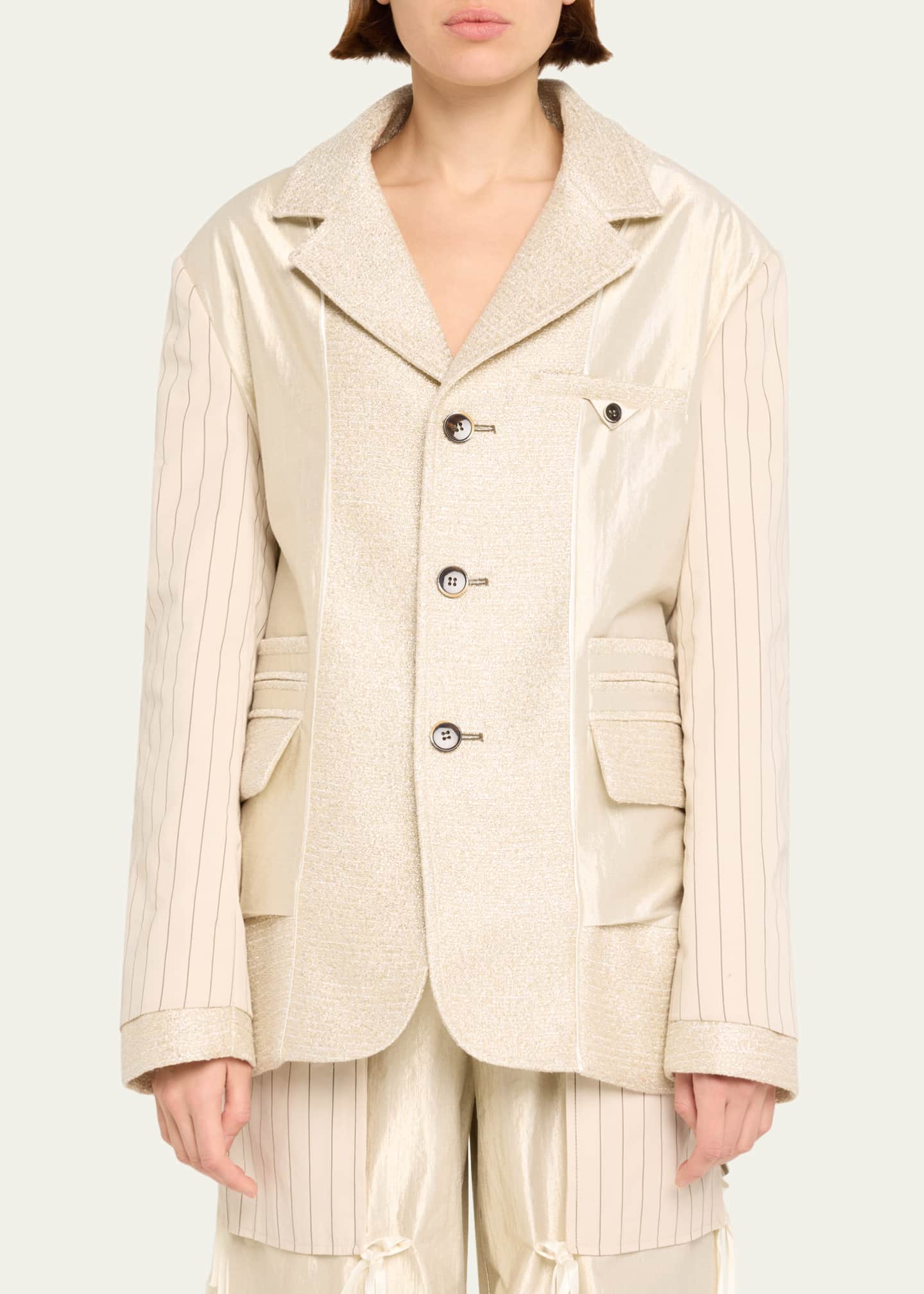 CHRISTOPHER JOHN ROGERS Metallic Taffeta Inside Out Blazer Jacket ...