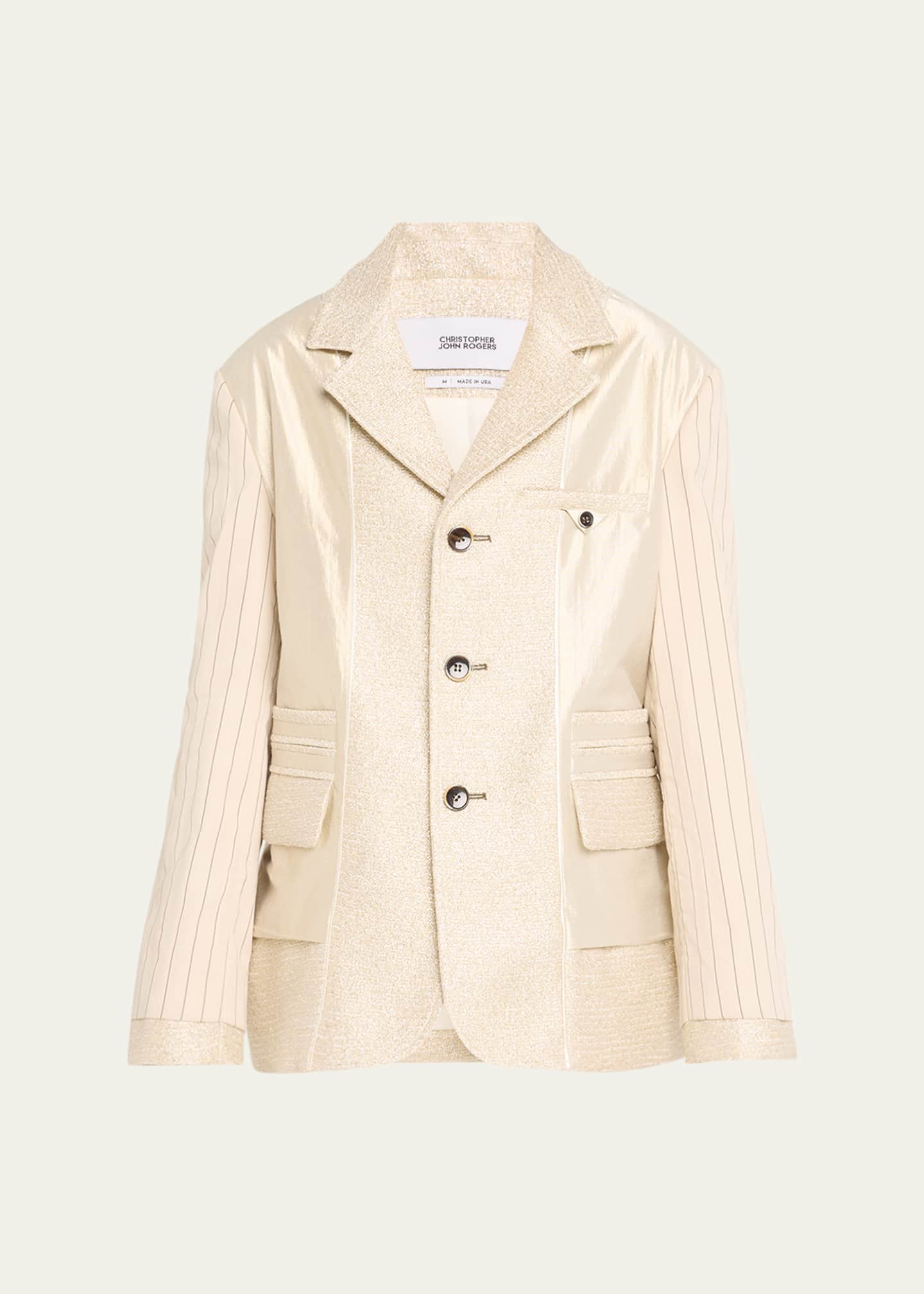 CHRISTOPHER JOHN ROGERS Metallic Taffeta Inside Out Blazer Jacket ...