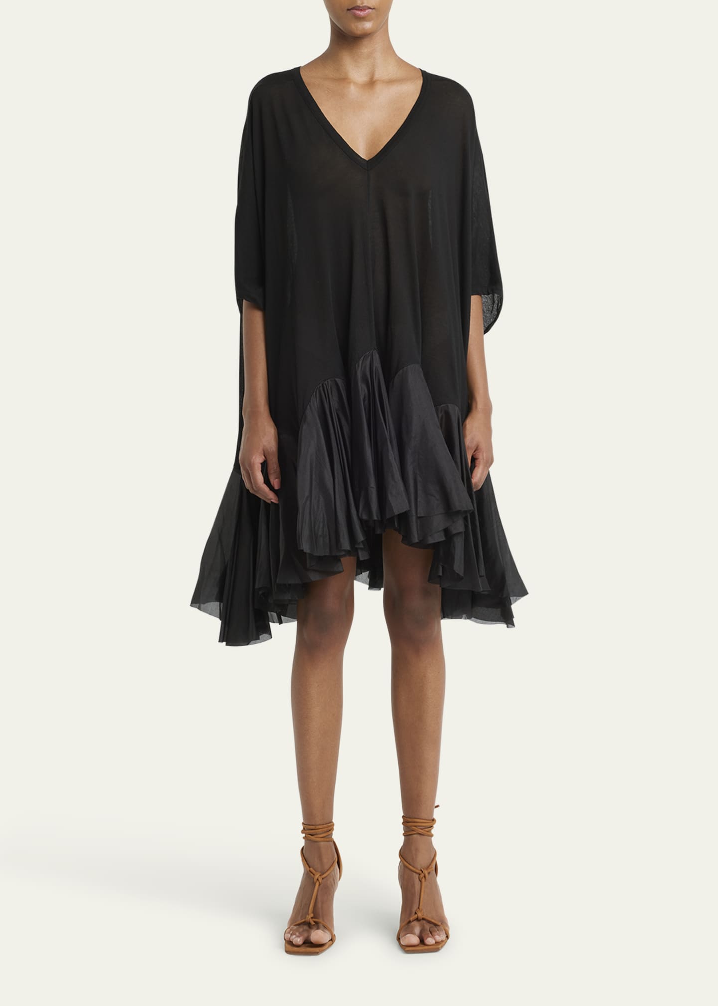 Rick Owens Tunic V-Neck Flounce Dress - Bergdorf Goodman