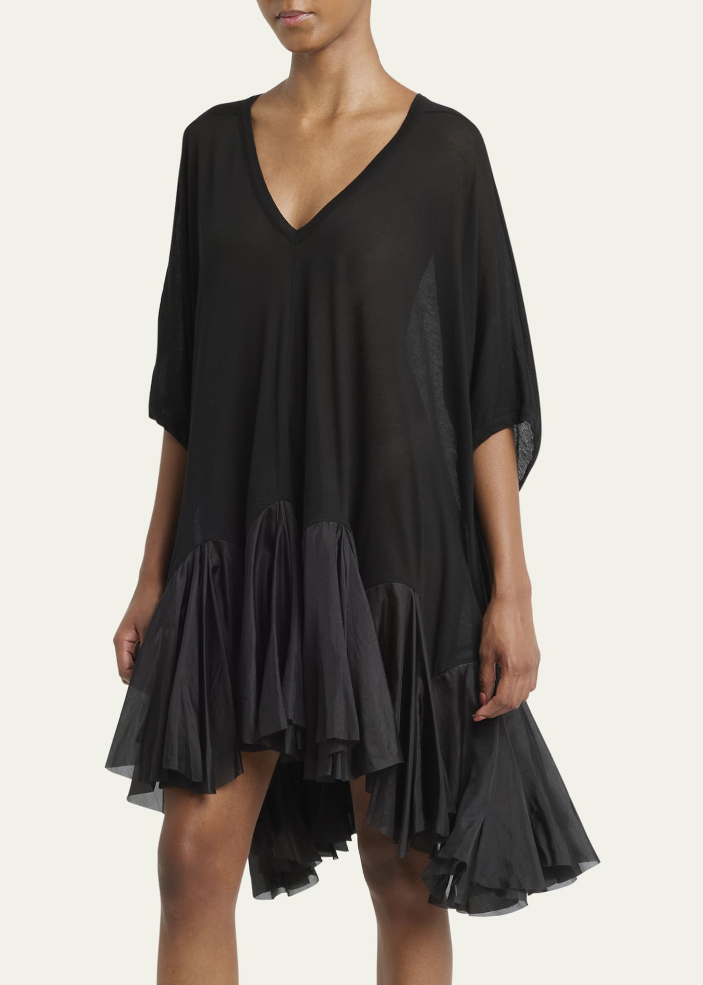 Rick Owens Tunic V-Neck Flounce Dress - Bergdorf Goodman
