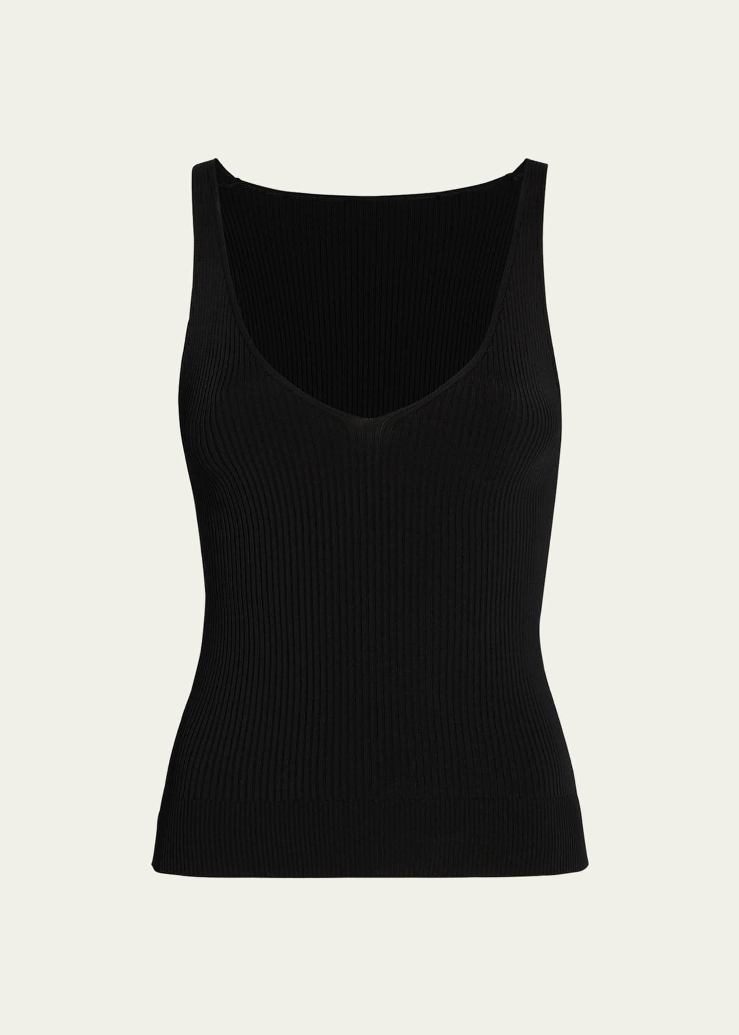Another Tomorrow Deep V Knit Tank Top - Bergdorf Goodman