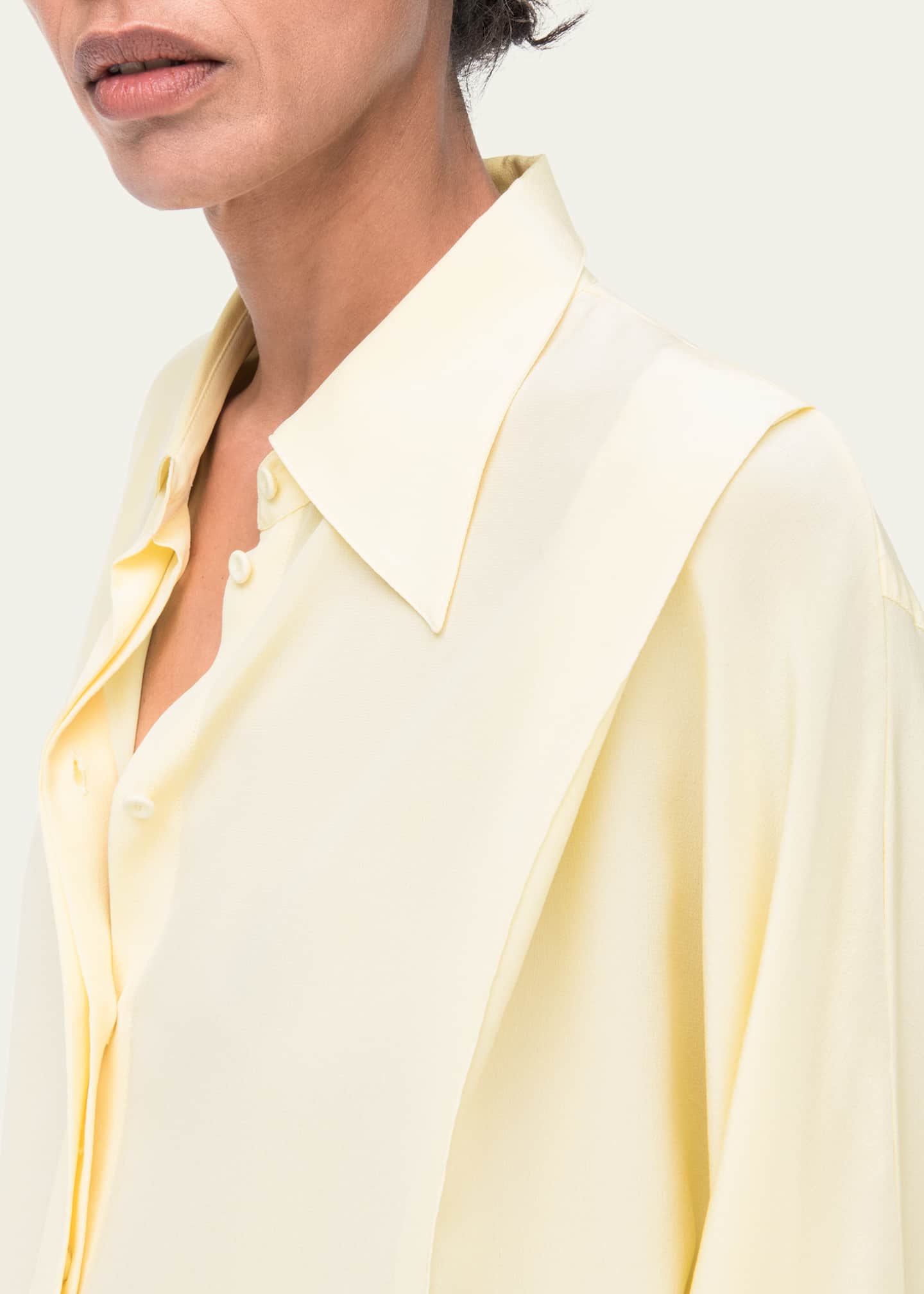 Another Tomorrow Convertible Pleated Silk Wrap Shirt - Bergdorf Goodman