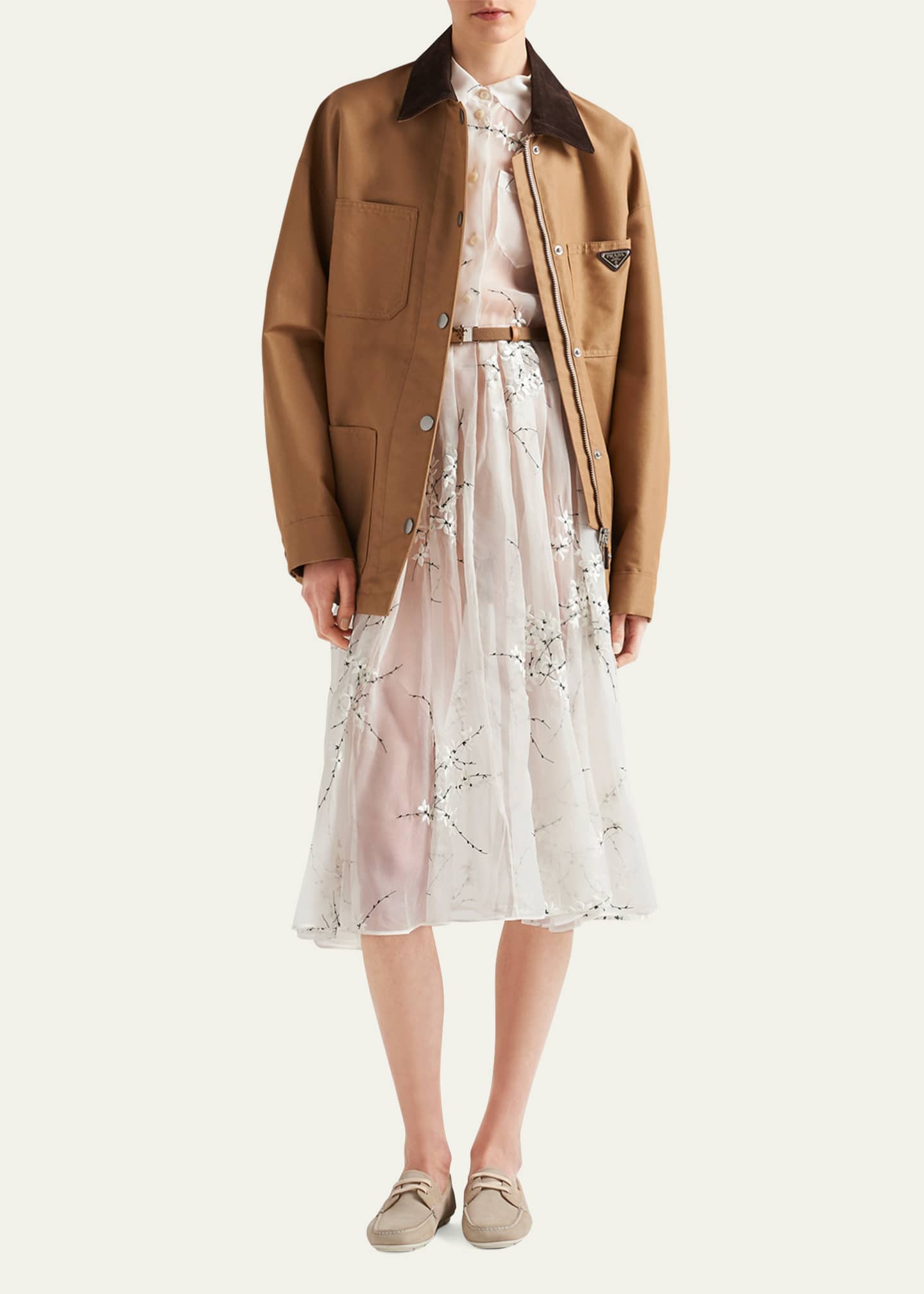 Prada Canvas Corduroy Collar Jacket - Bergdorf Goodman