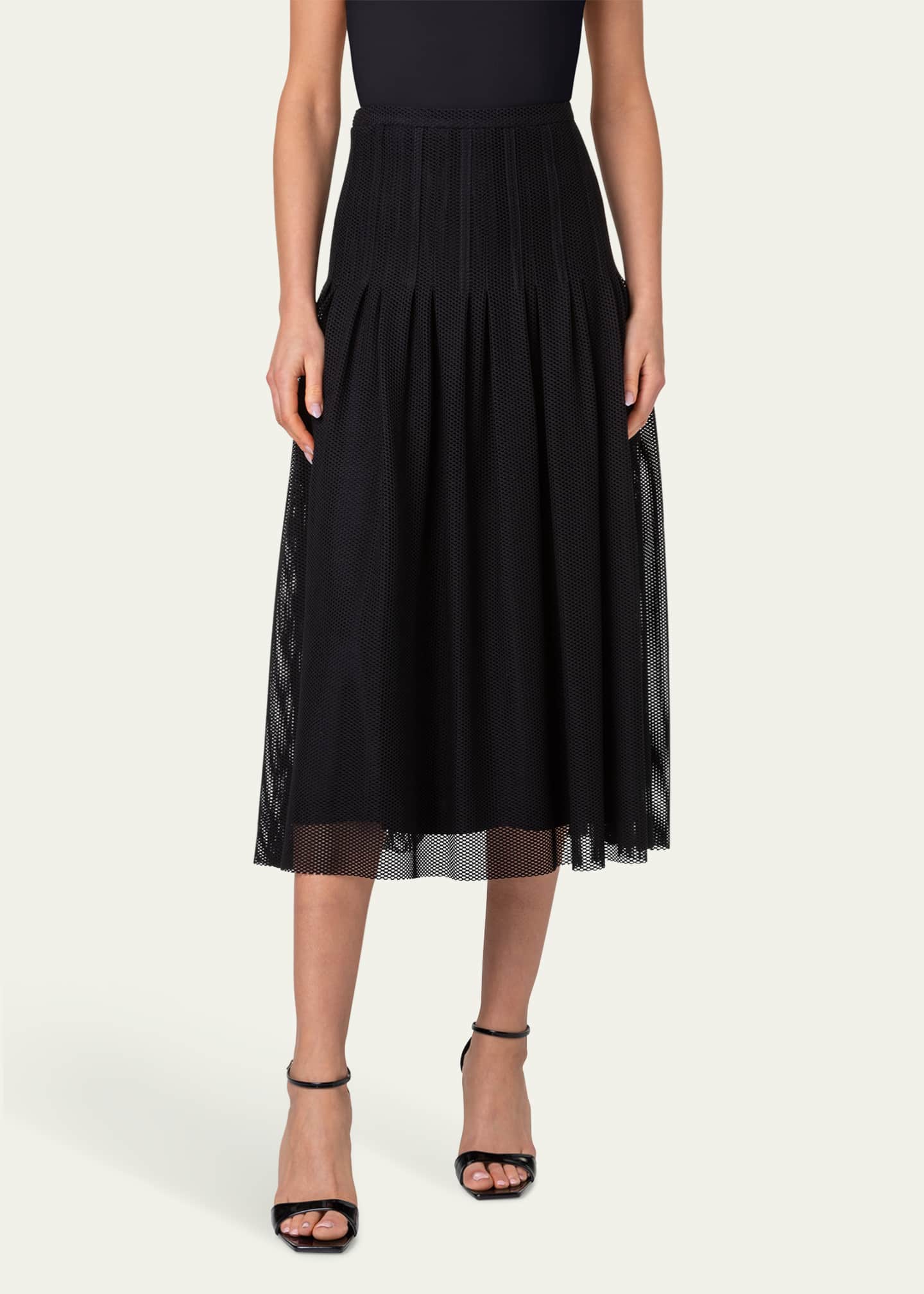 Akris punto Stretch Mesh Pleated Midi Skirt - Bergdorf Goodman