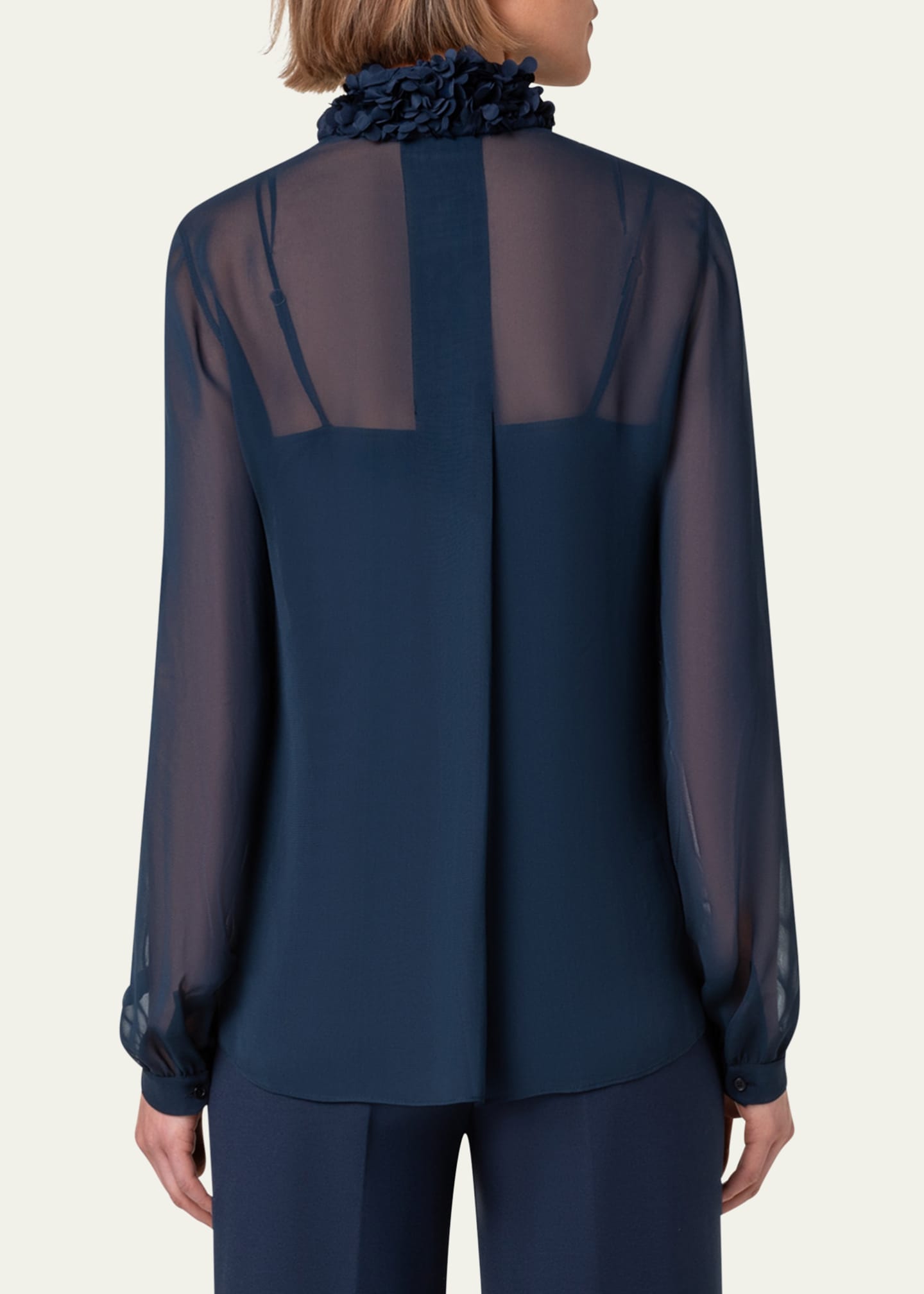 Akris punto Techno Crepe Blouse with Lasercut Floral Details - Bergdorf ...
