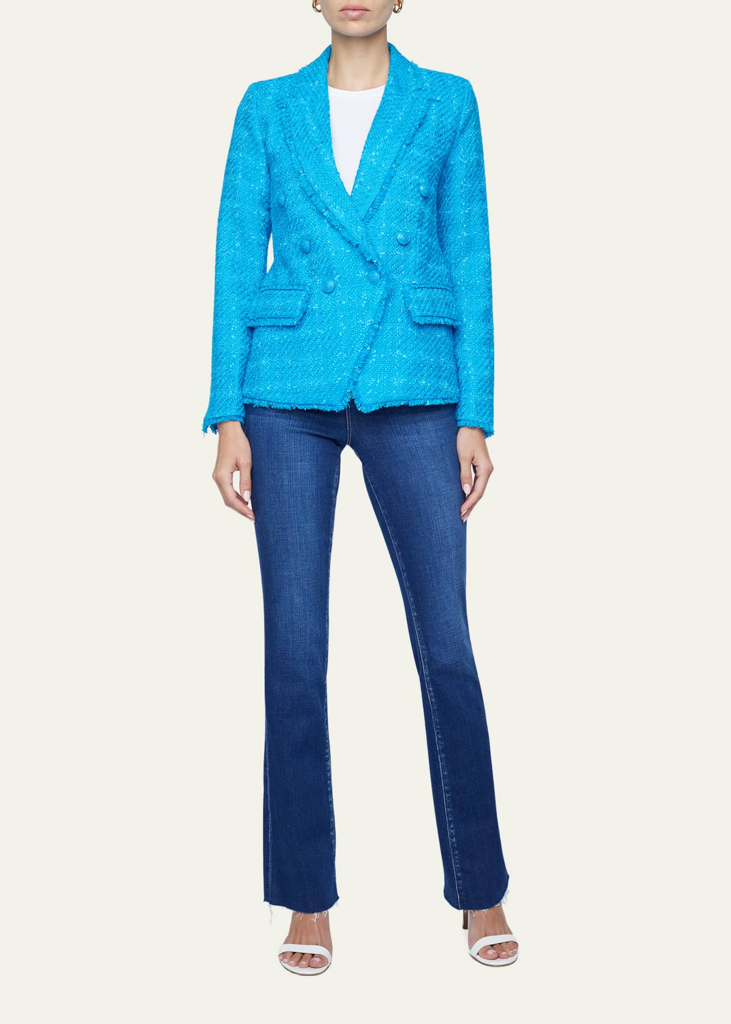 L'Agence Kenzie Fringe-Trim Tweed Blazer - Bergdorf Goodman