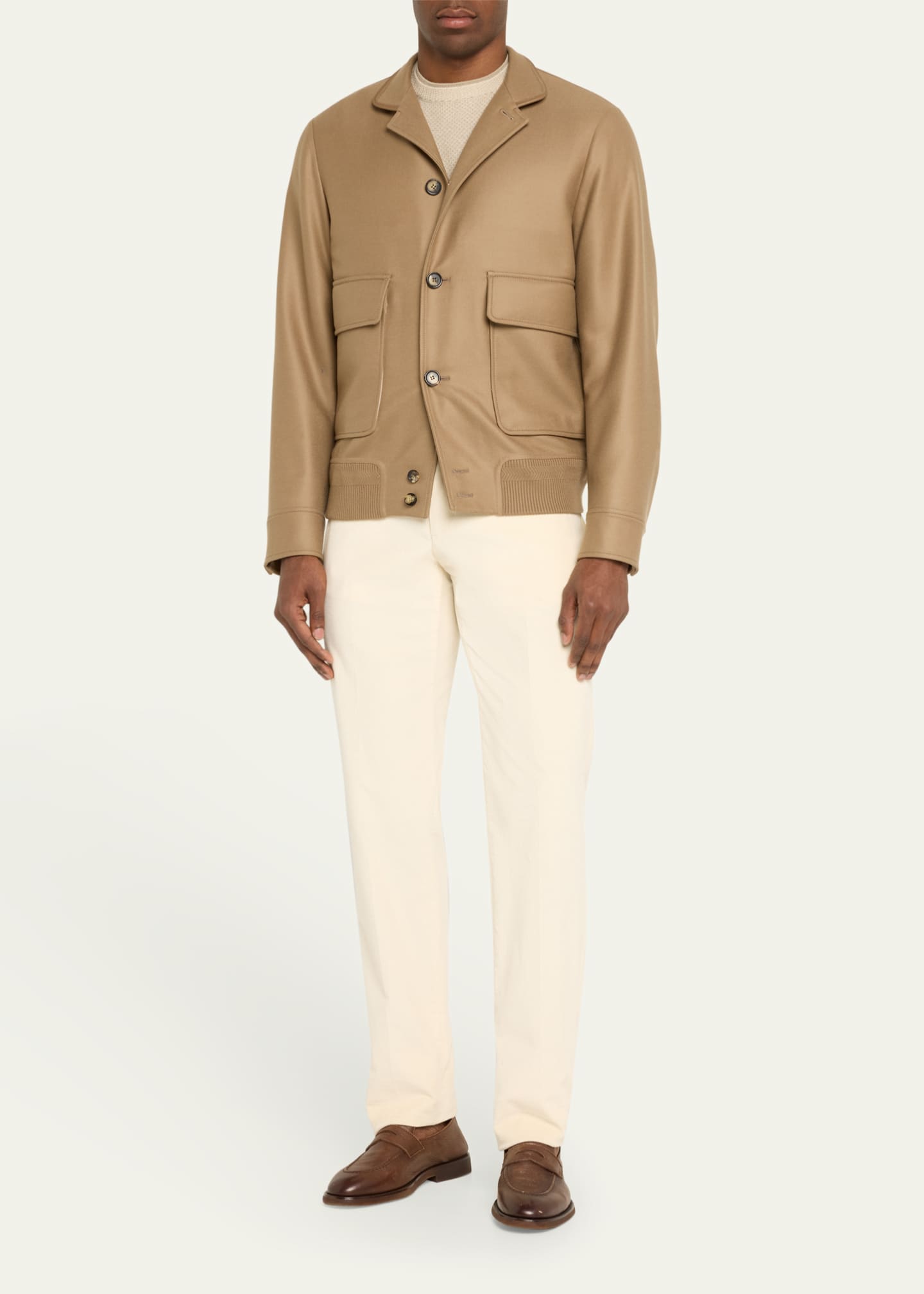 Loro Piana Men's Spagna Double-Face Wool Bomber Jacket - Bergdorf Goodman