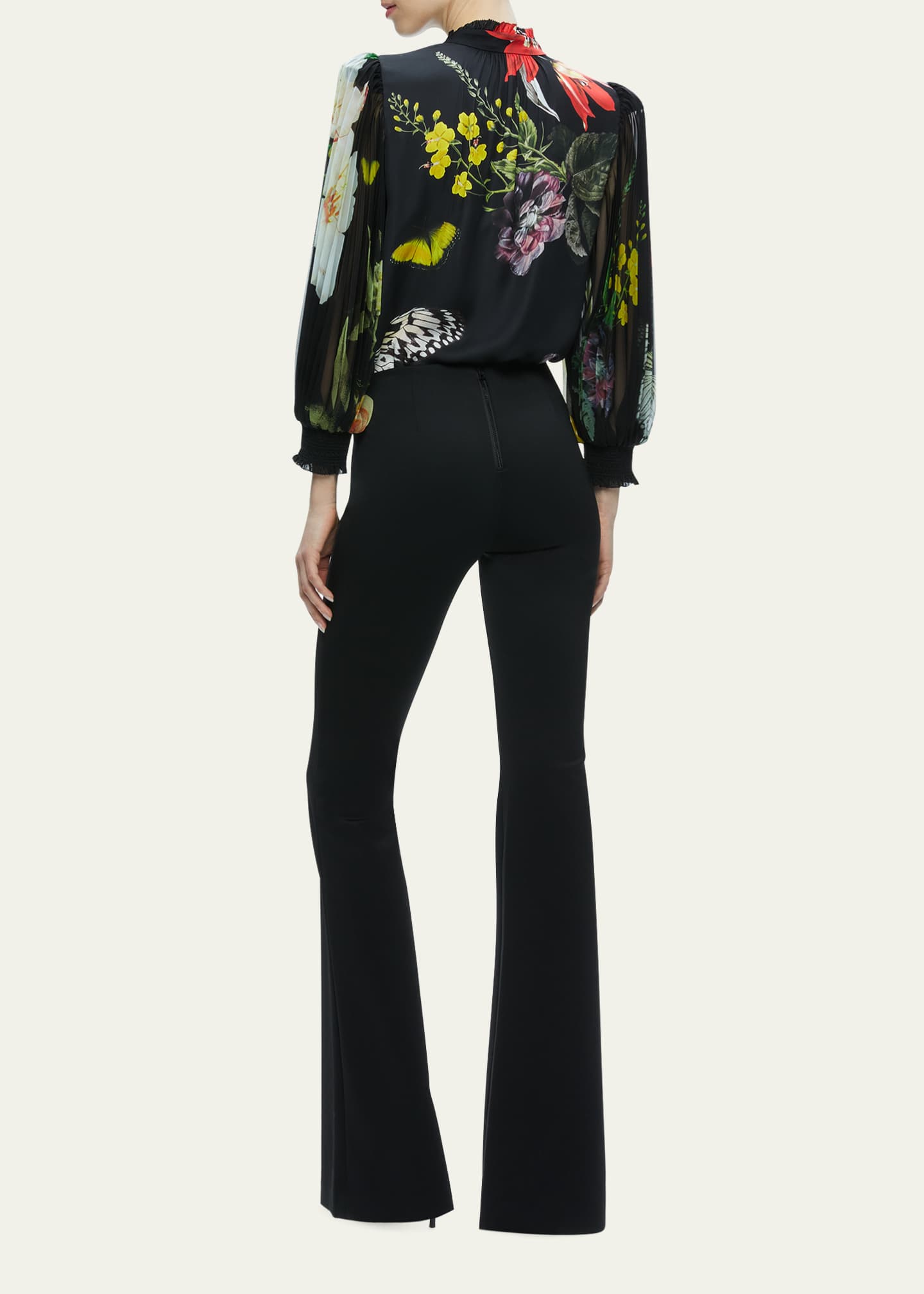 Alice + Olivia Ilan Essential Floral Pleated Button-Front Blouse ...