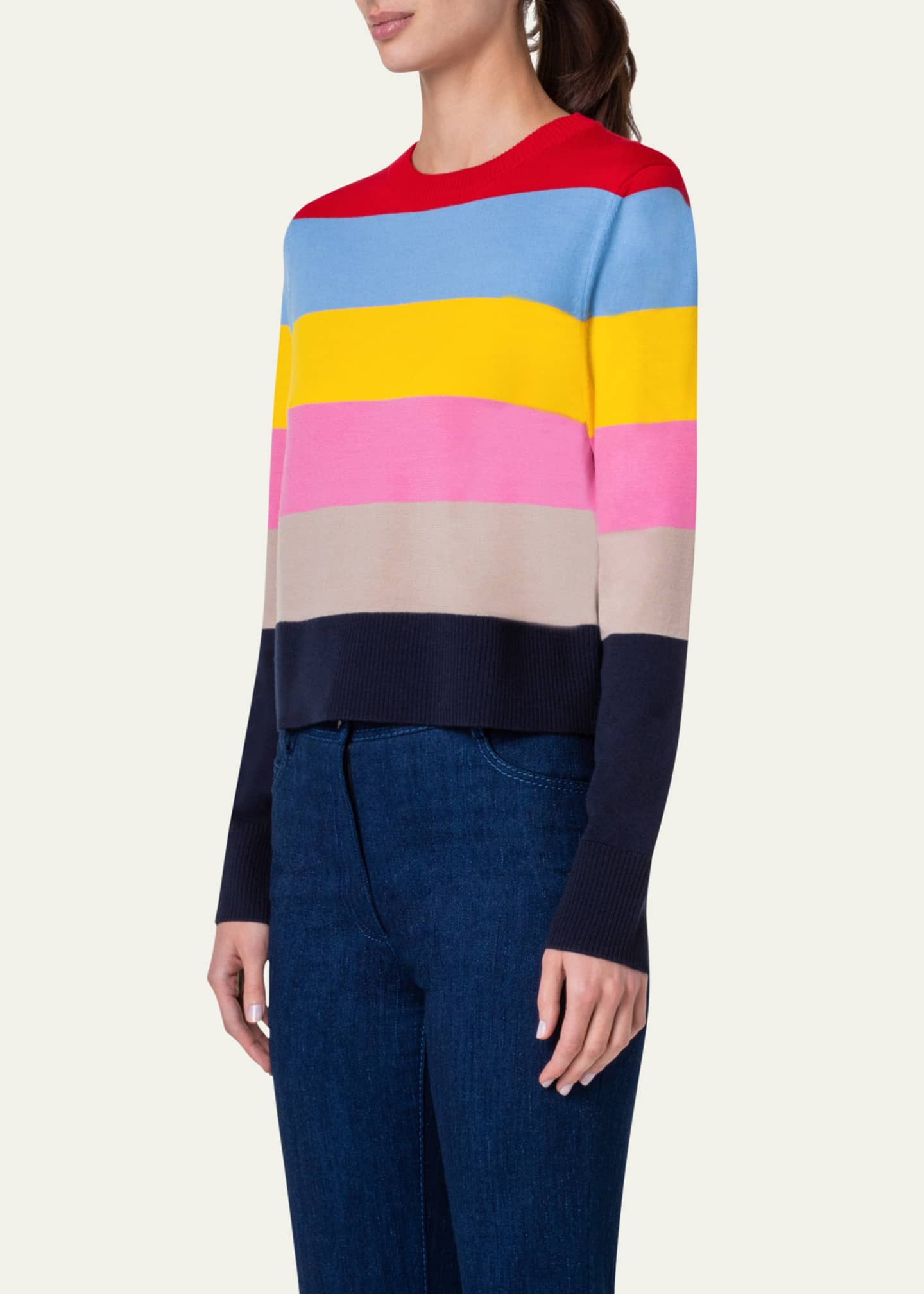 Akris punto Stripe Merino Wool Sweater - Bergdorf Goodman
