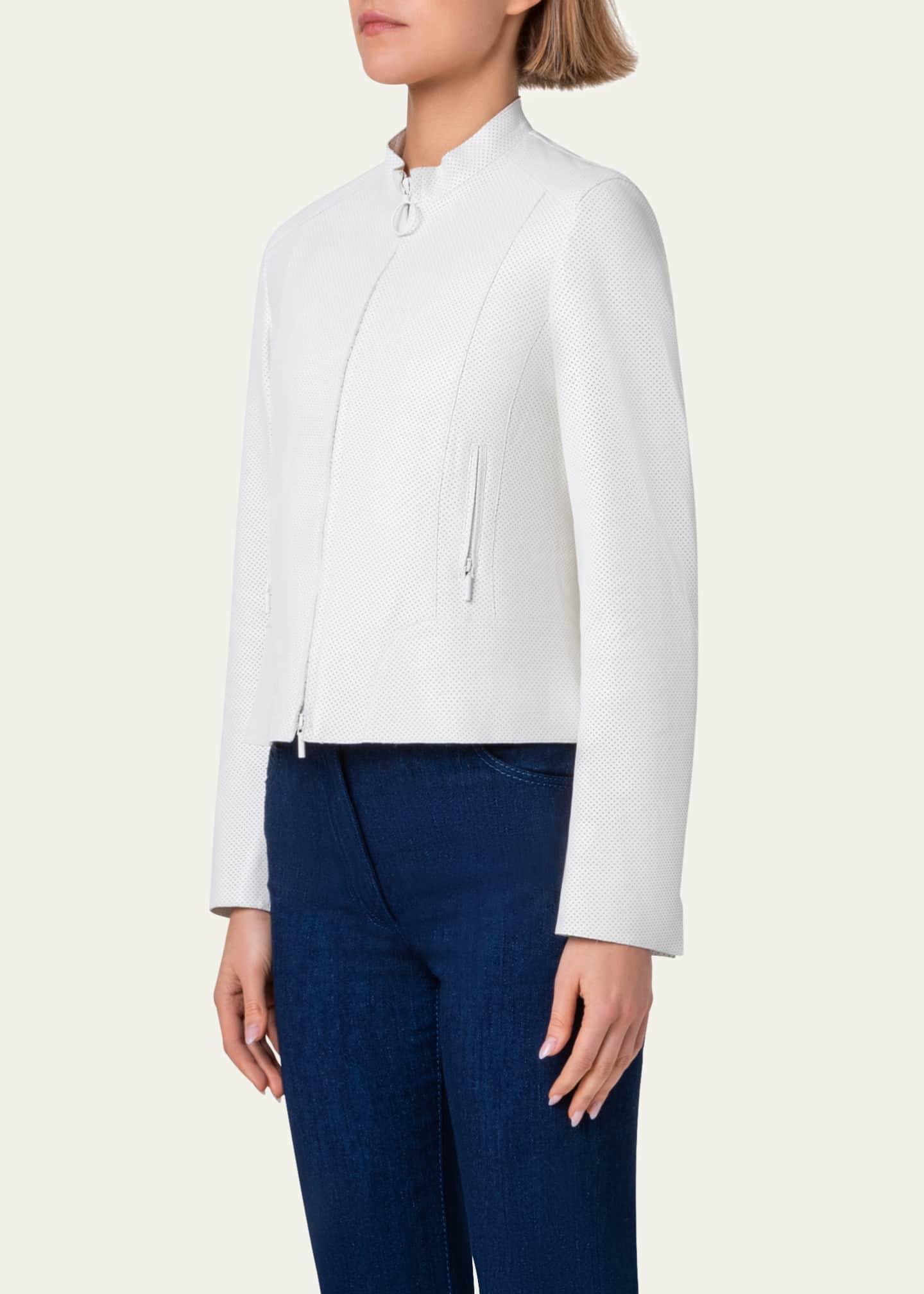 Akris punto Leather Biker Jacket - Bergdorf Goodman